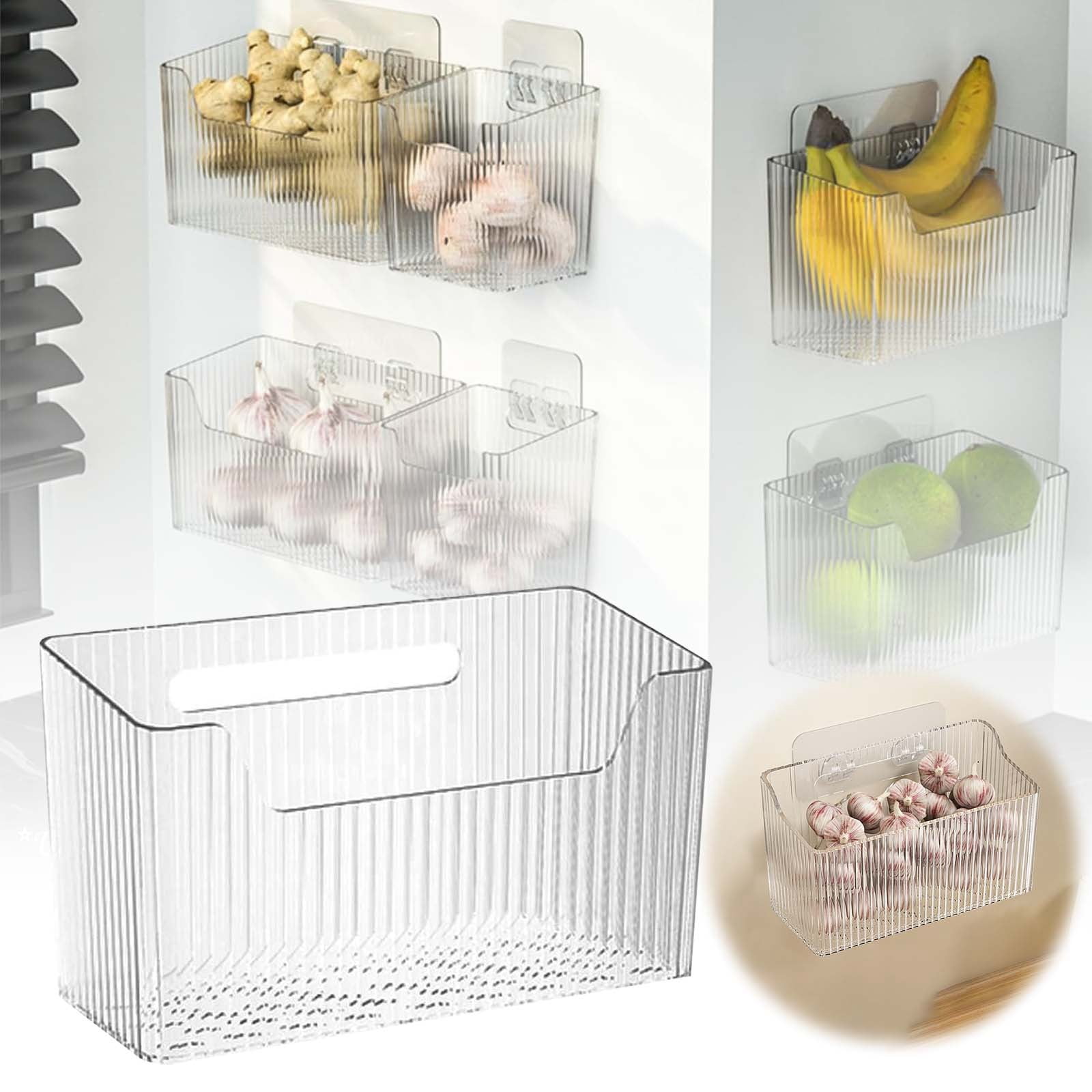 Storage Organizer Bins Wall Mounted Floating Shelves Fridge Organizer ...
