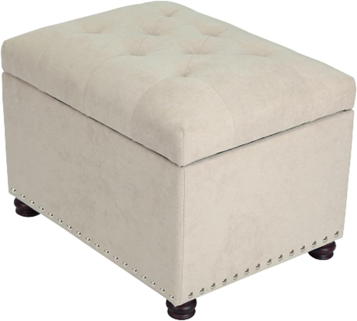Storage Ottoman, 24" Fabric Rectangle Tufted Bench Foot Rest Stool for ...