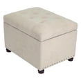 Storage Ottoman, 24" Fabric Rectangle Tufted Foot Rest Stool for Living ...