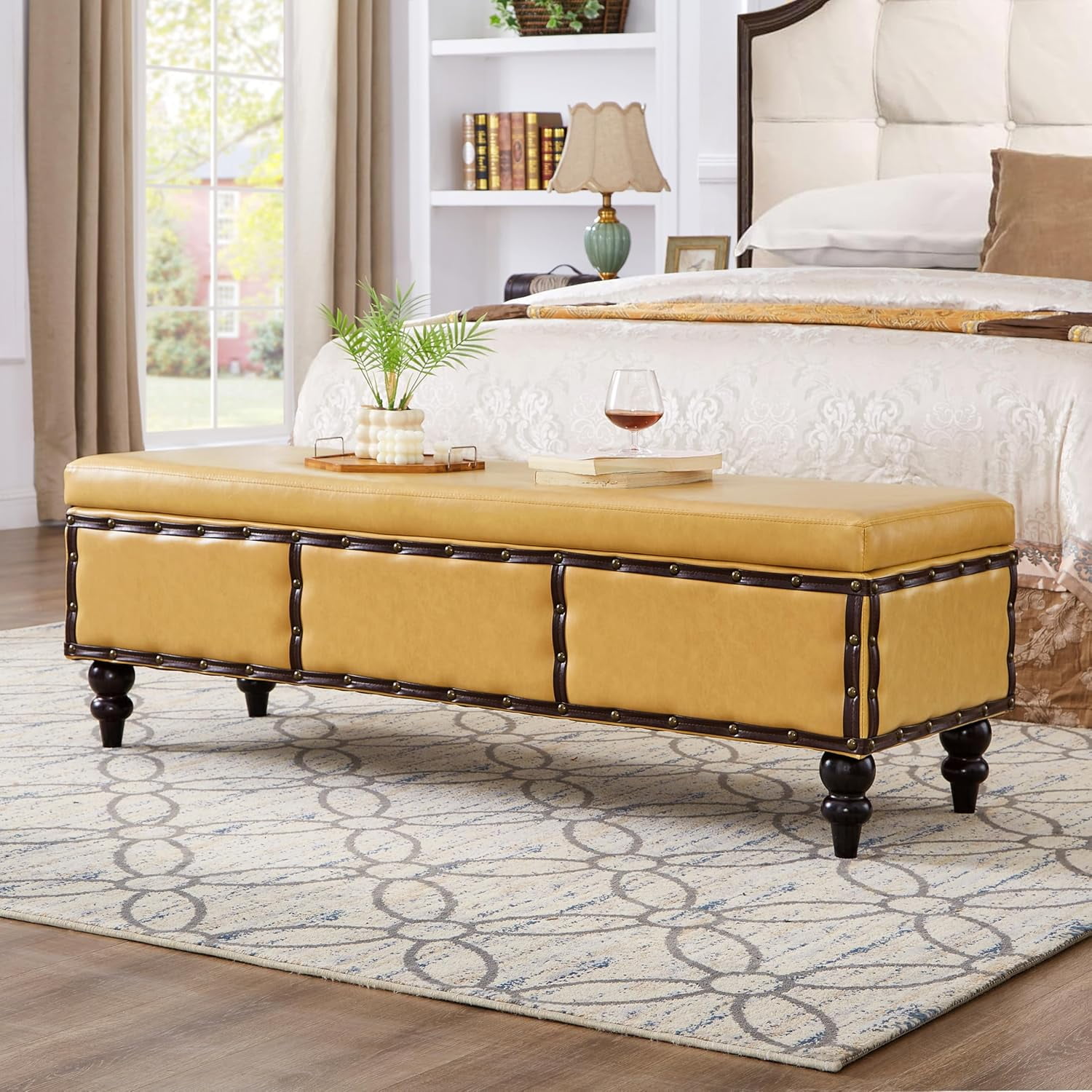 Storage Ottoman , 57.87 Inch Large Storage for Bedroom End of Bed, Faux ...