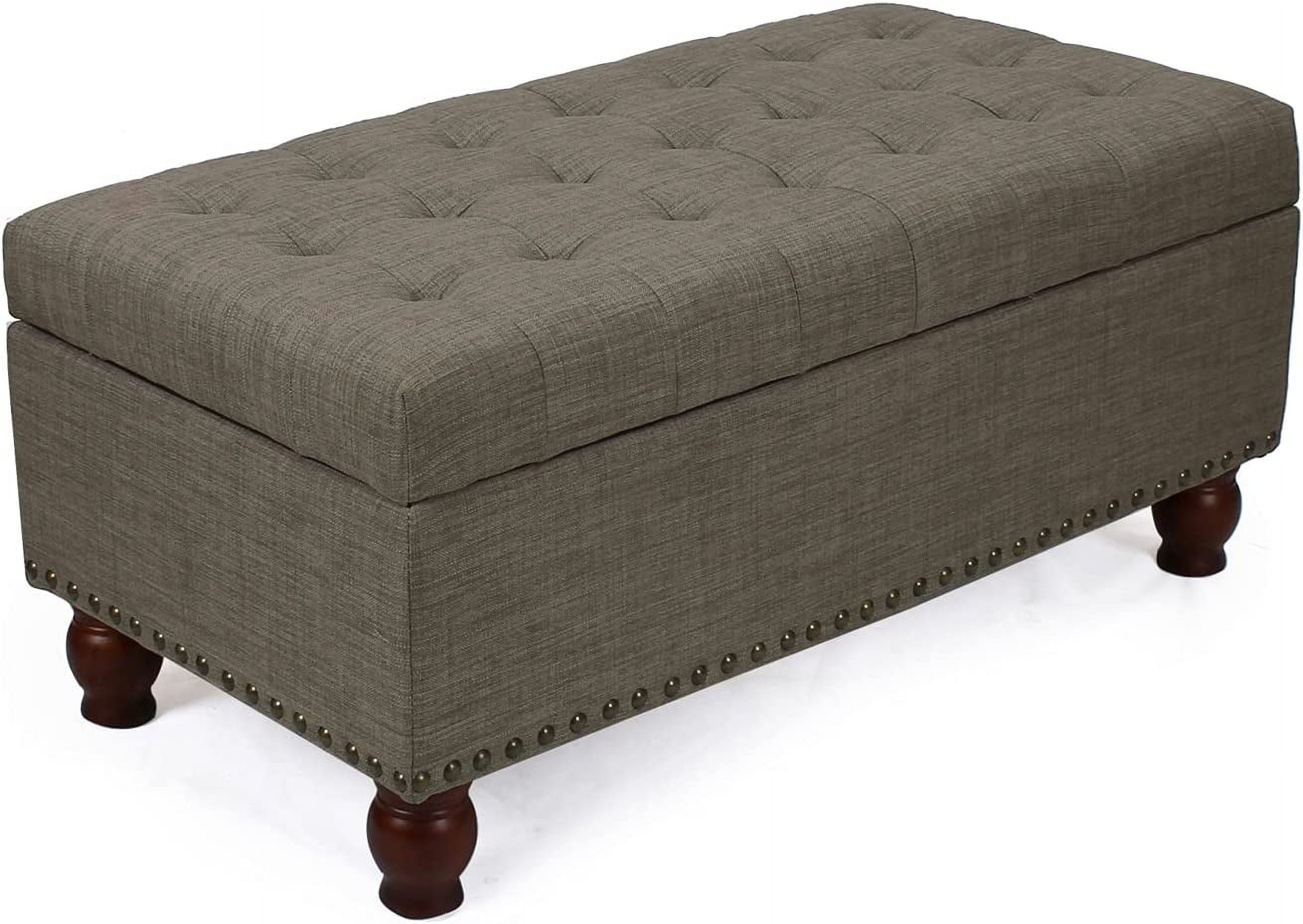 Storage Ottoman Bench, 40'' Linen Fabric Rectangle Upholstered Bench ...
