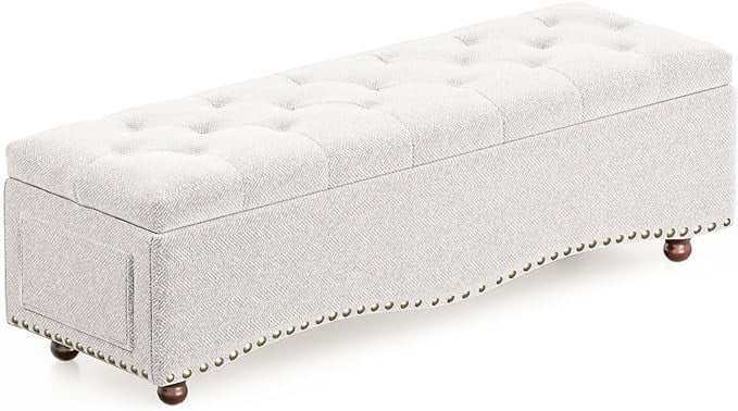 Storage Ottoman Bench 48 5 Length Flip Top Upholstered Storage Bench W