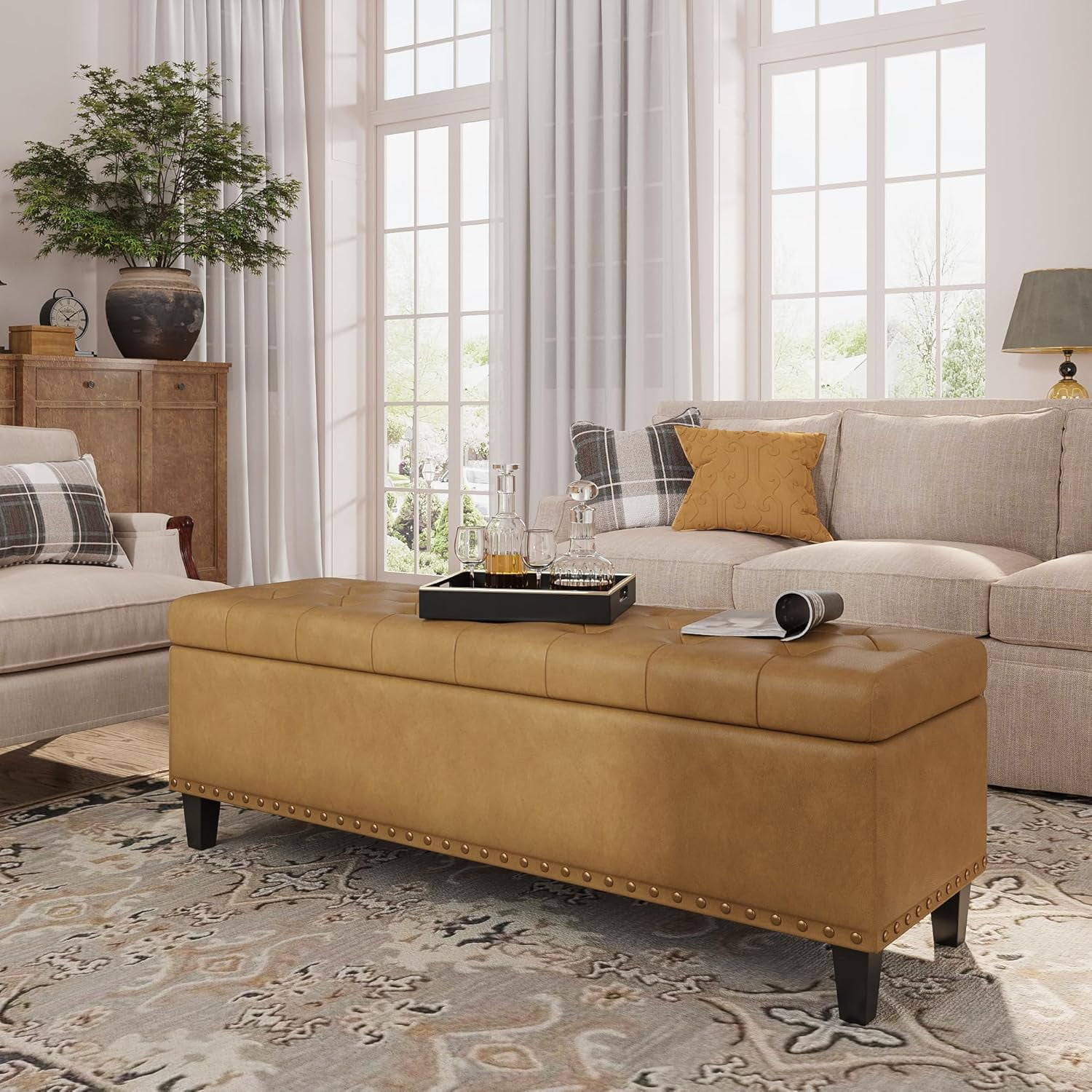 Storage Ottoman Bench 51-Inch Large Storage Bench for Bedroom End of ...