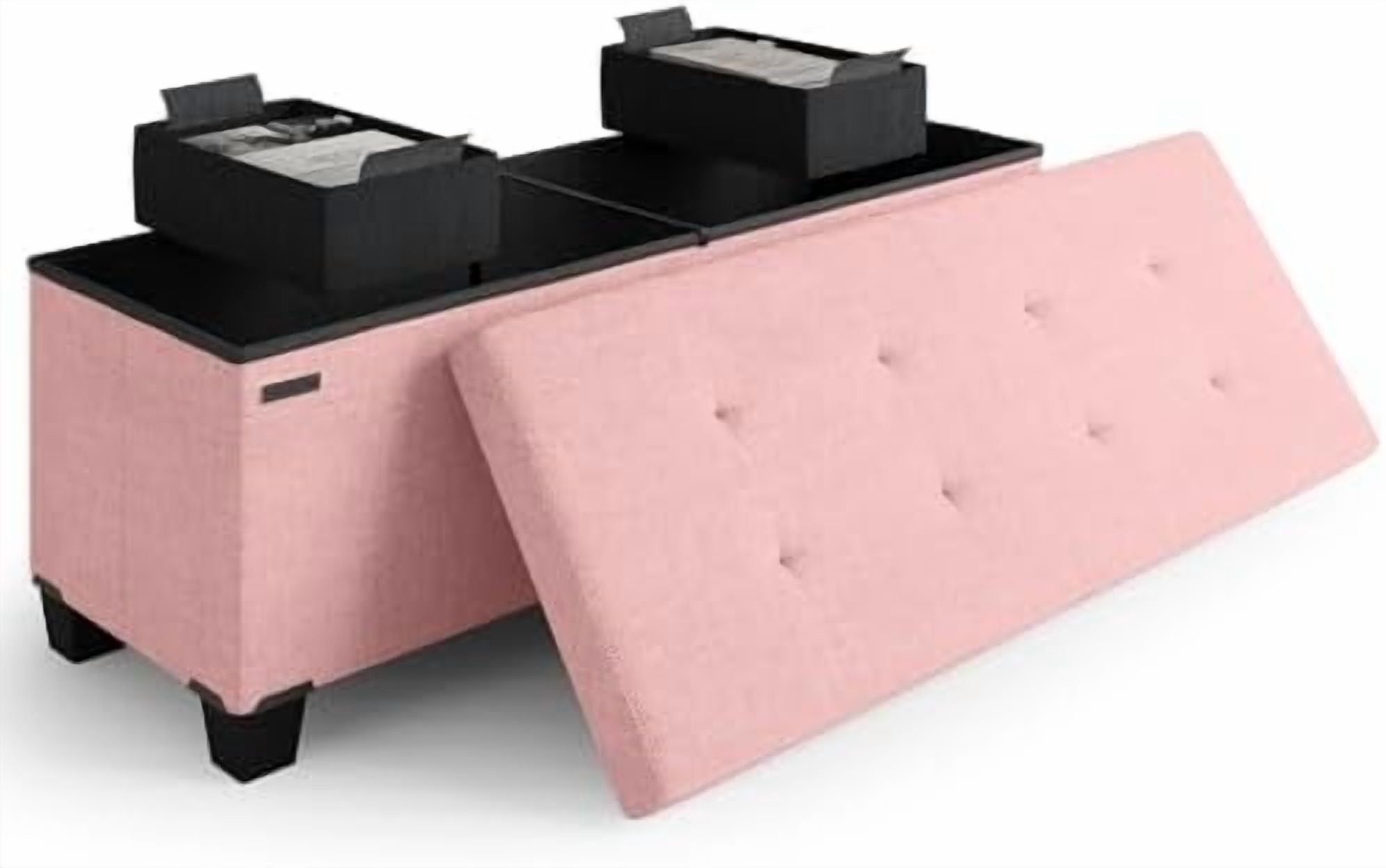 Storage Ottoman Bench with Bins, 30-in Storage Bench for Bedroom End of ...