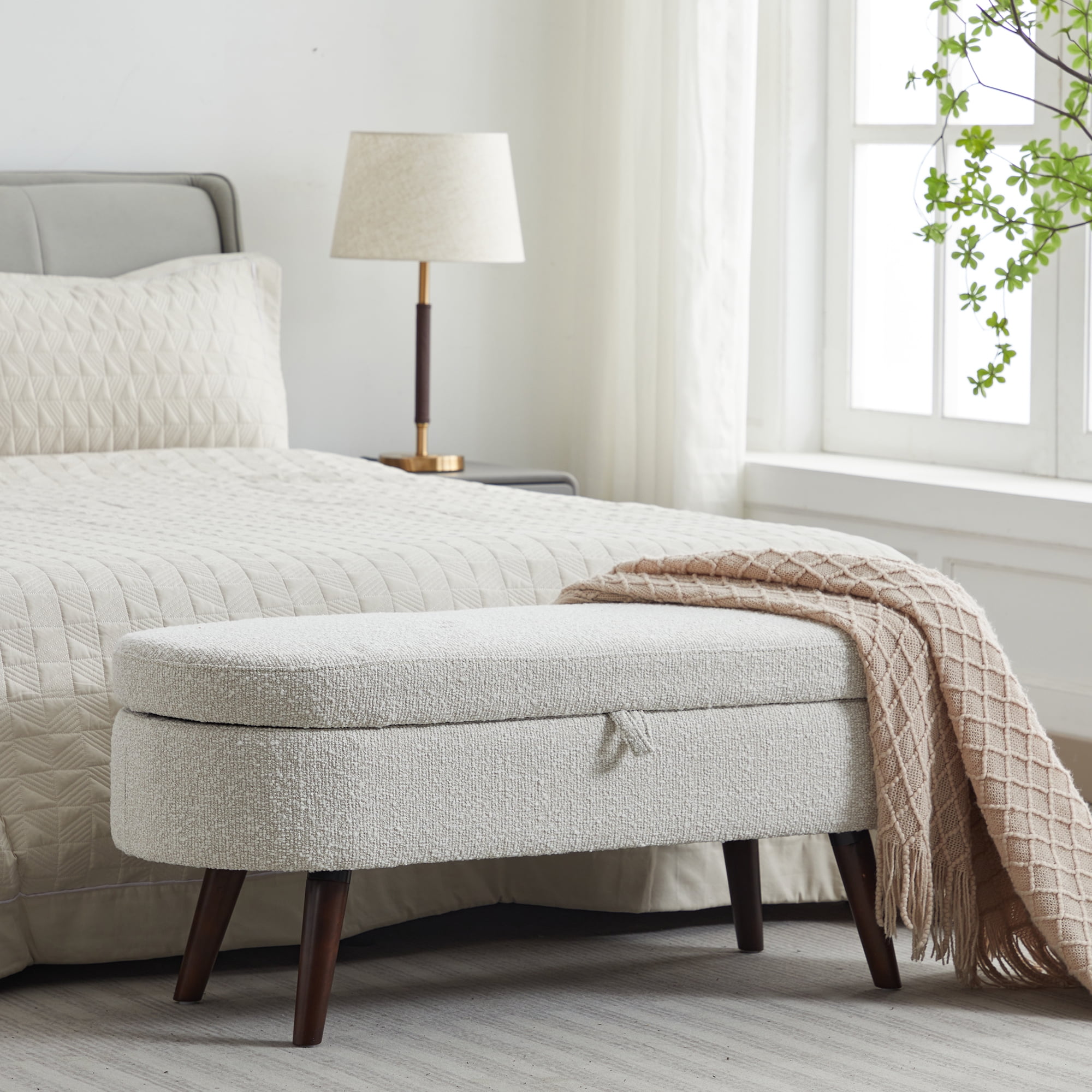 Storage Ottoman Bench End of Bed for Bedroom,Upholstered Entryway Shoe ...
