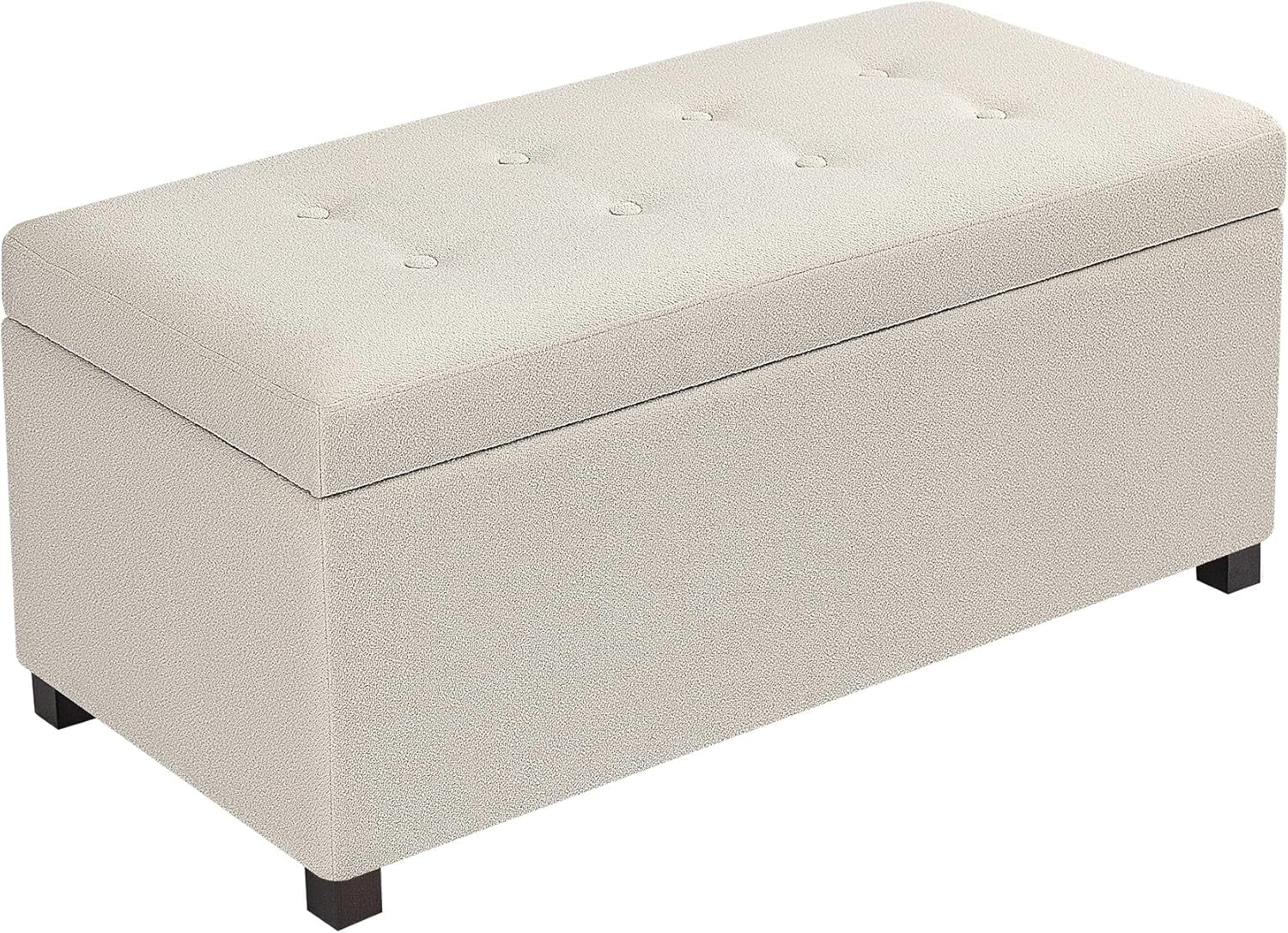Storage Ottoman Bench End of Bed Storage Bench with Wooden Legs ...