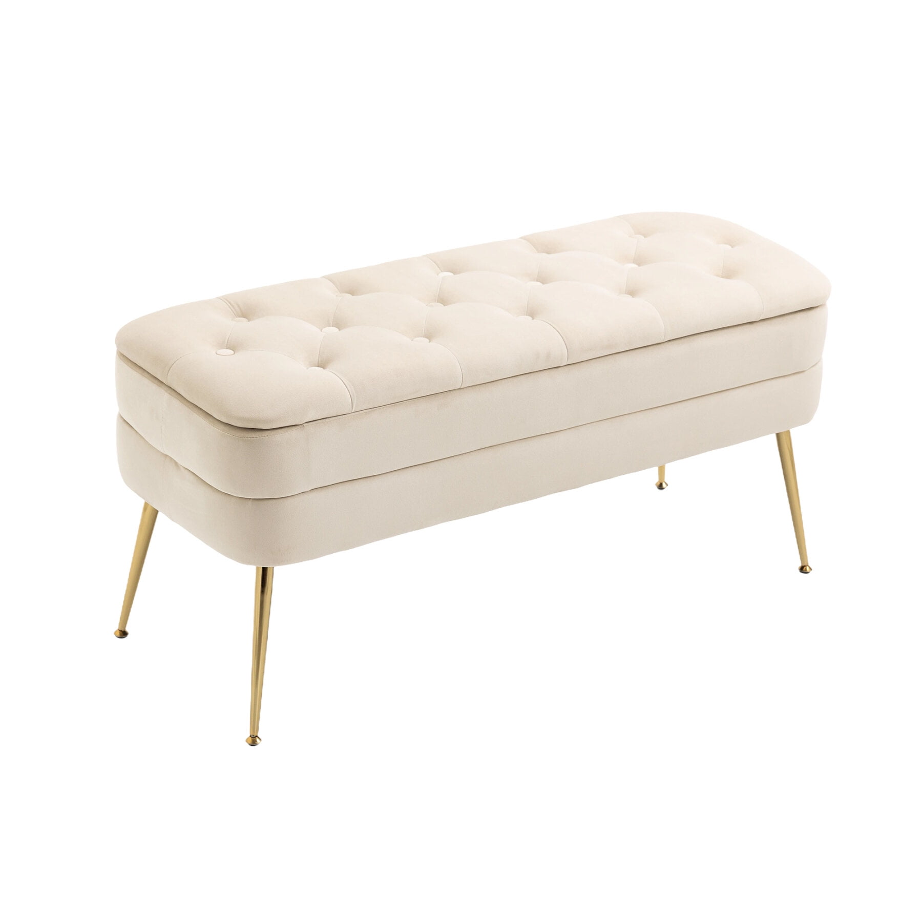 Storage Ottoman Bench, Entryway Foot Stool with Button-Tufted Design ...