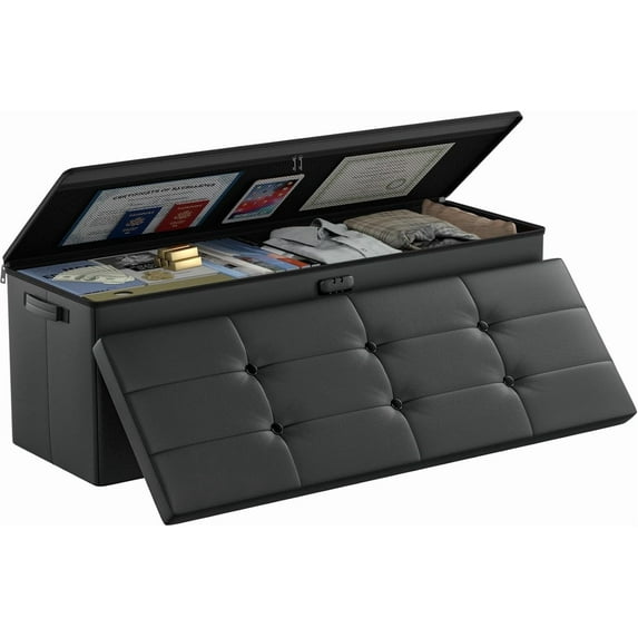Storage Ottoman Bench,Fireproof＆Waterproof Folding Bench with Lock(15”x ...
