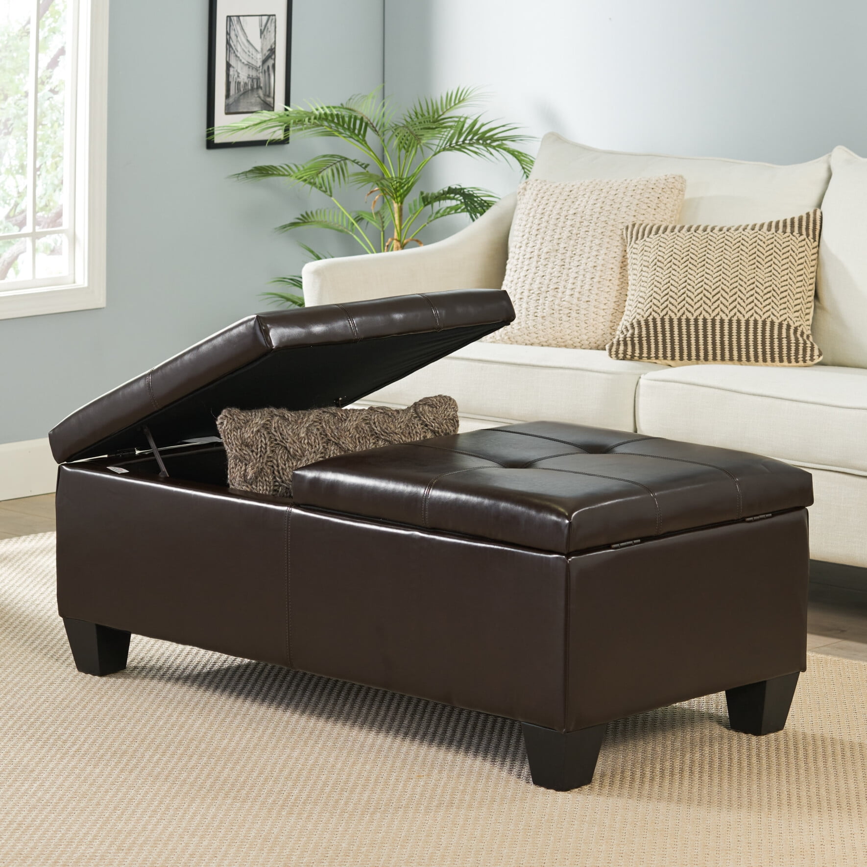 Storage Ottoman Bench with Flipping Lid, Double-Door footrest,Storage ...