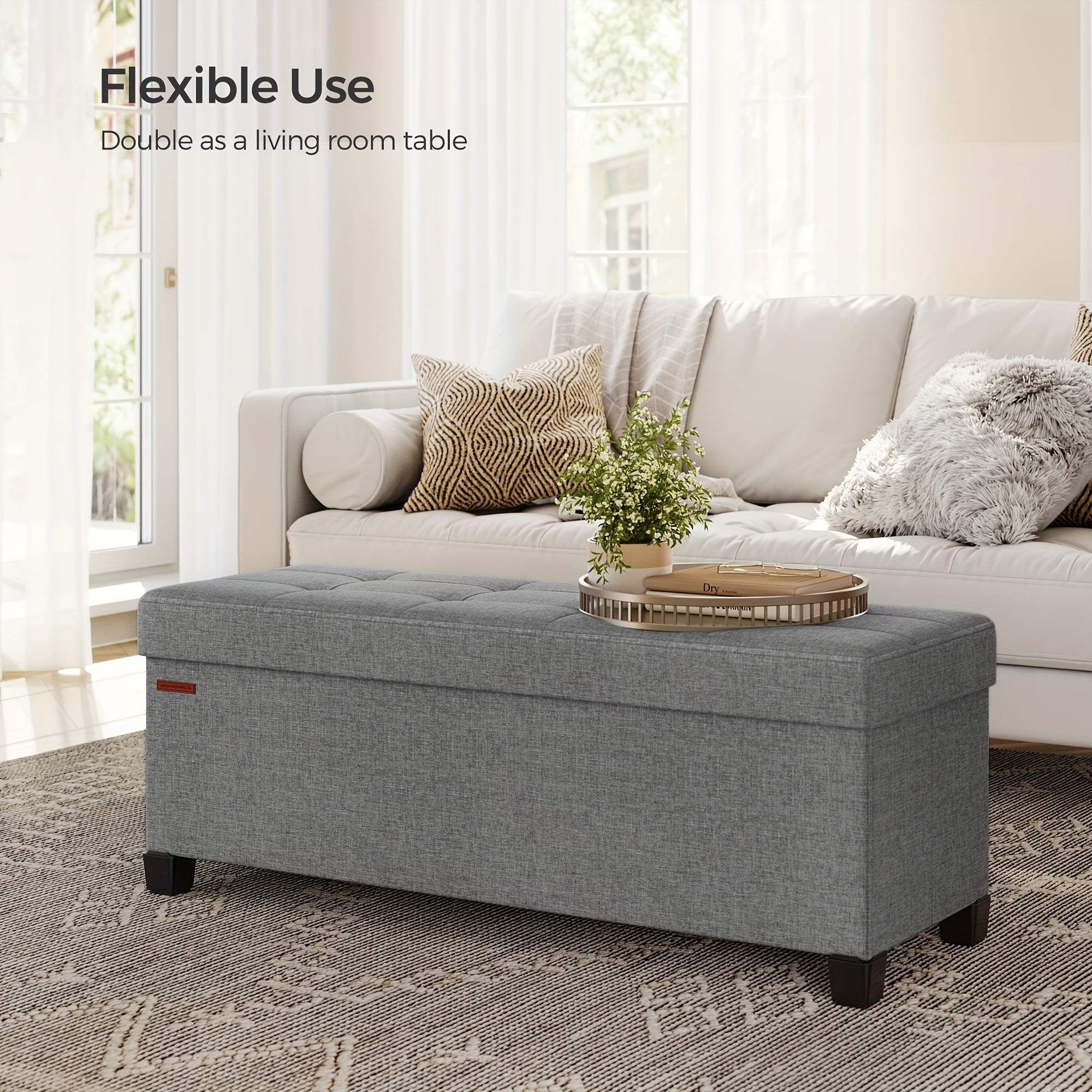 Storage Ottoman Bench, Foldable Foot Rest with Legs, End of Bed Bench ...