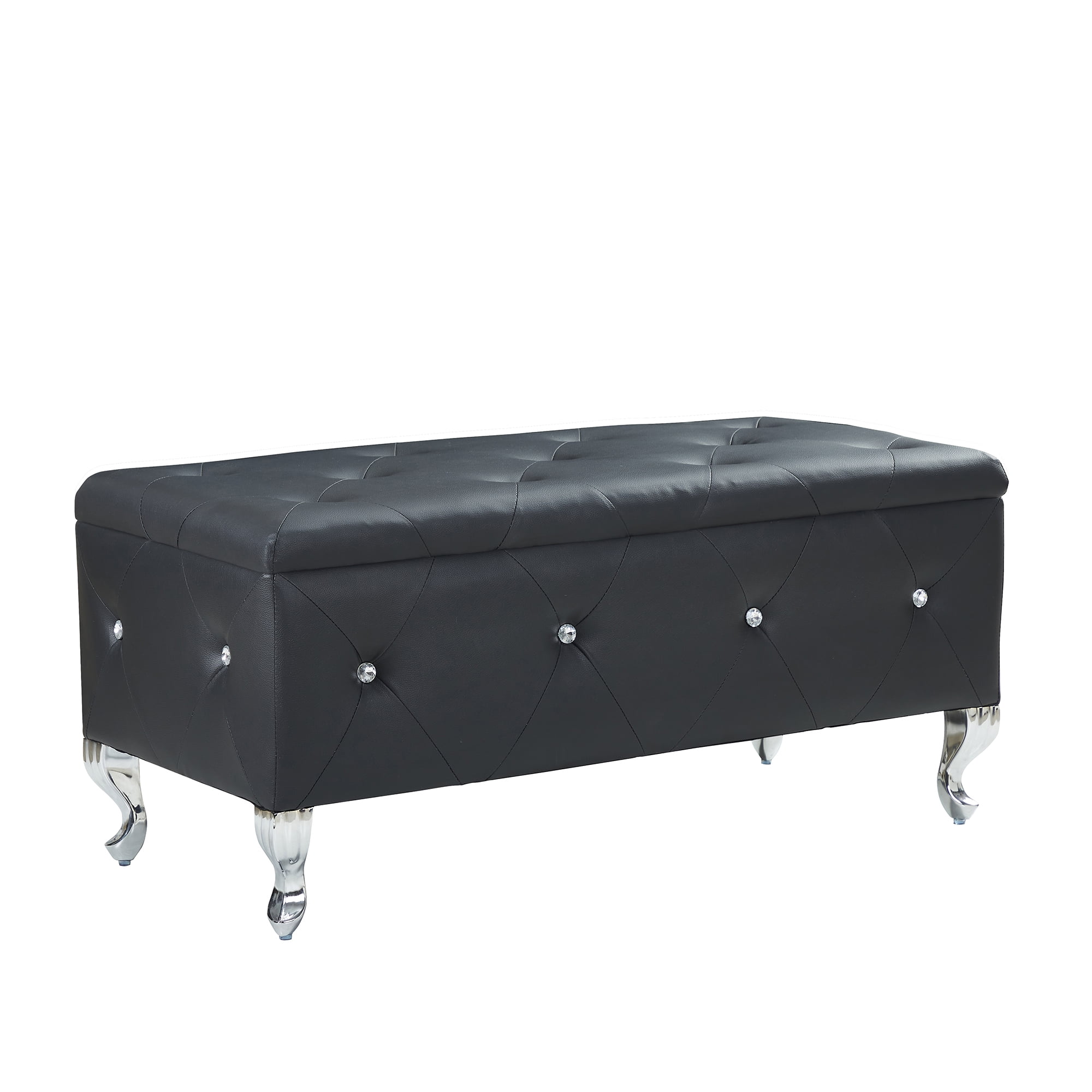 Storage Ottoman Bench,Foot Rest with Legs,Crystal Buttons & Flip Top ...