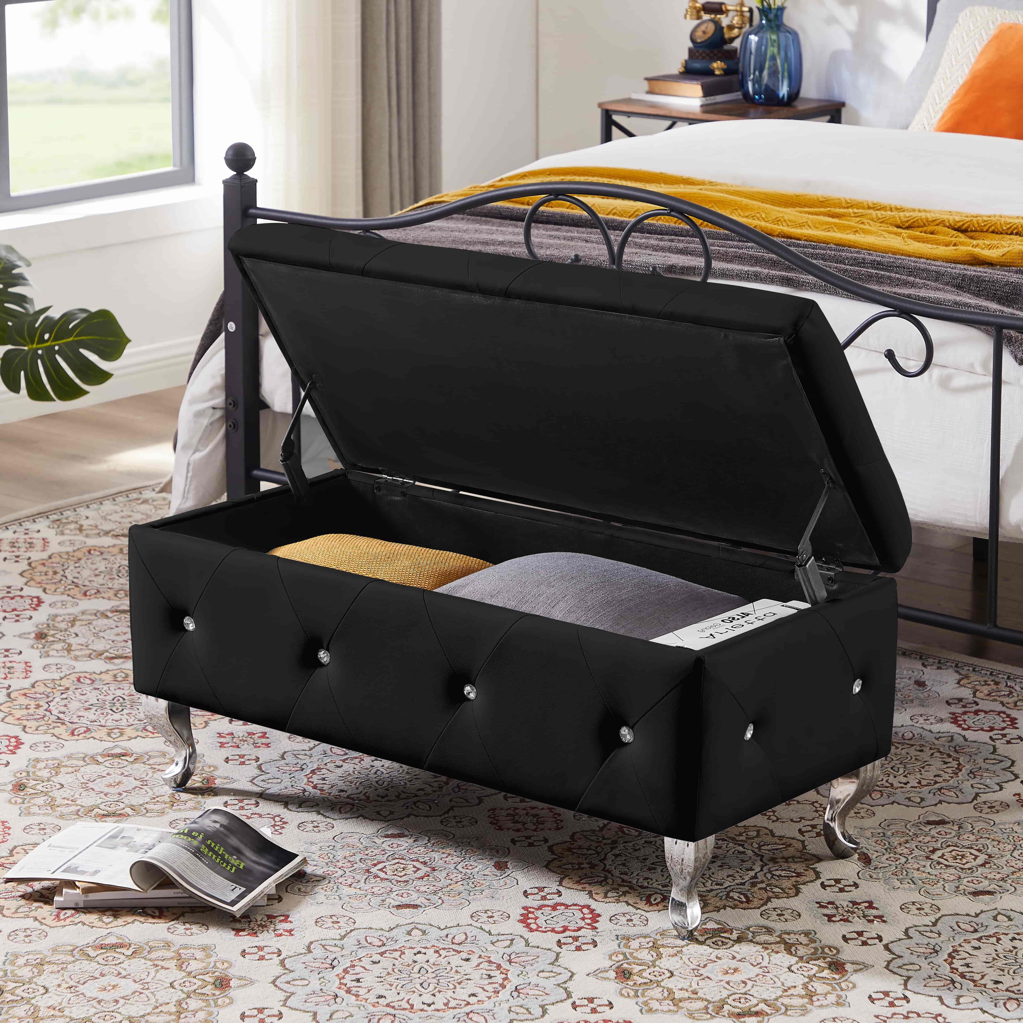 Storage Ottoman Bench Hold up to 250 lbs, ONE PIX Flip Top Entryway ...