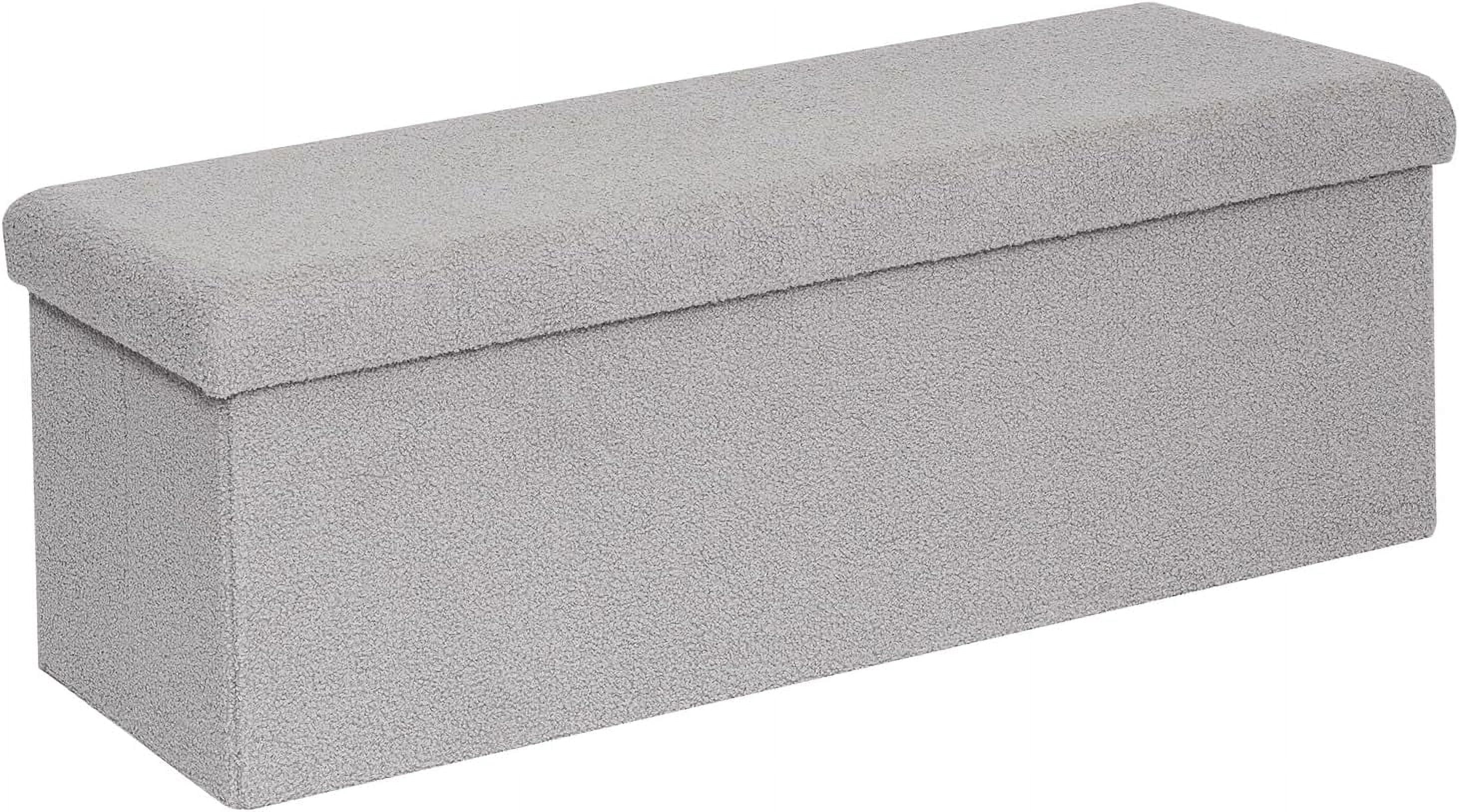 Storage Ottoman Bench Sherpa Foot Rest, Foldable Boucle Ottomans, Large ...