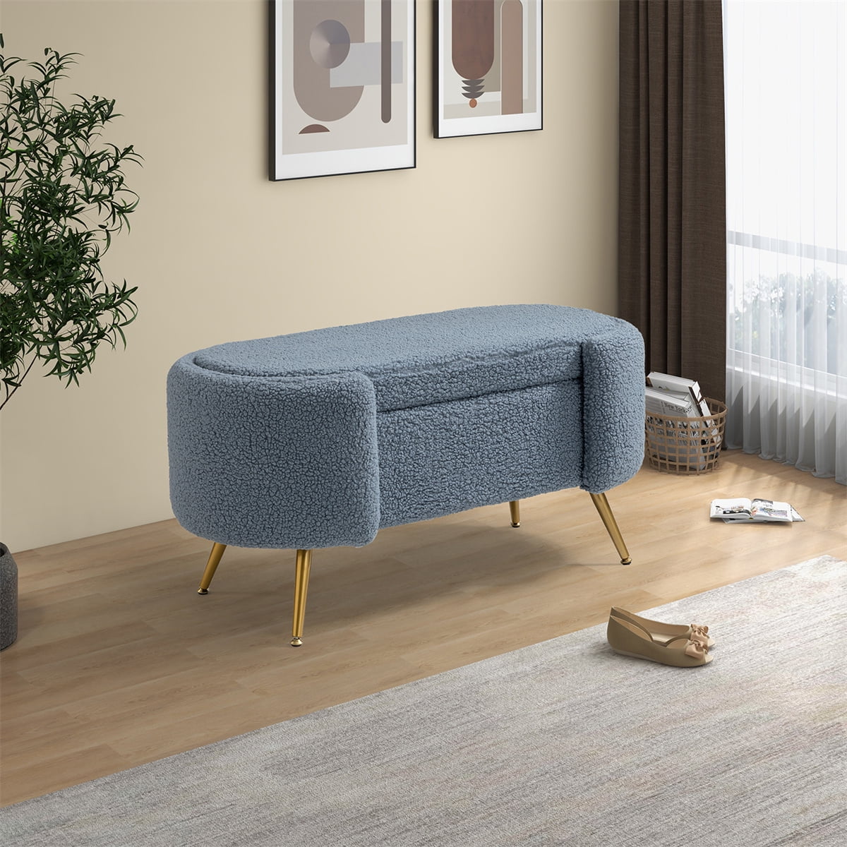 Storage Ottoman Bench,Upholstered Ottoman Bench End of Bed Bench with ...