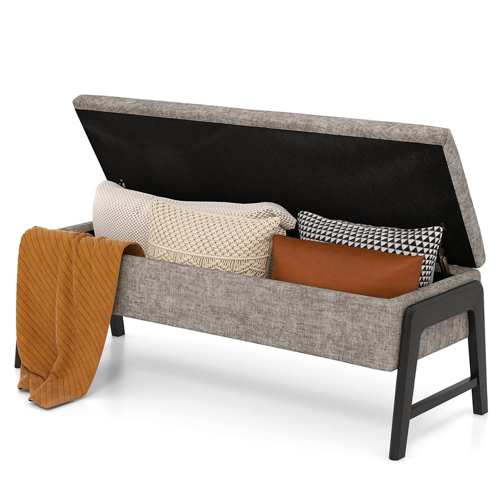 Storage Ottoman Bench, Upholstered Storage Bench with Hinge and Solid ...