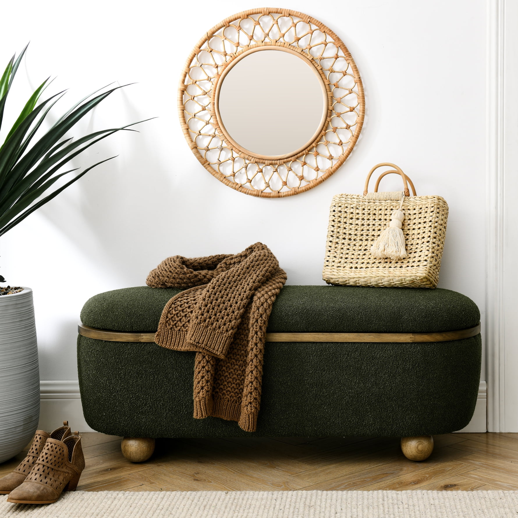 Storage Ottoman Bench, Upholstered End of Bed Ottoman with Storage ...