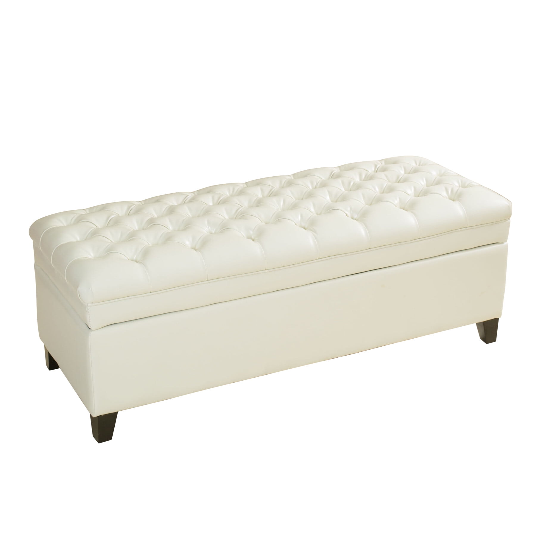 Storage Ottoman Bench, Upholstered Leather Storage Bench for Bedroom ...