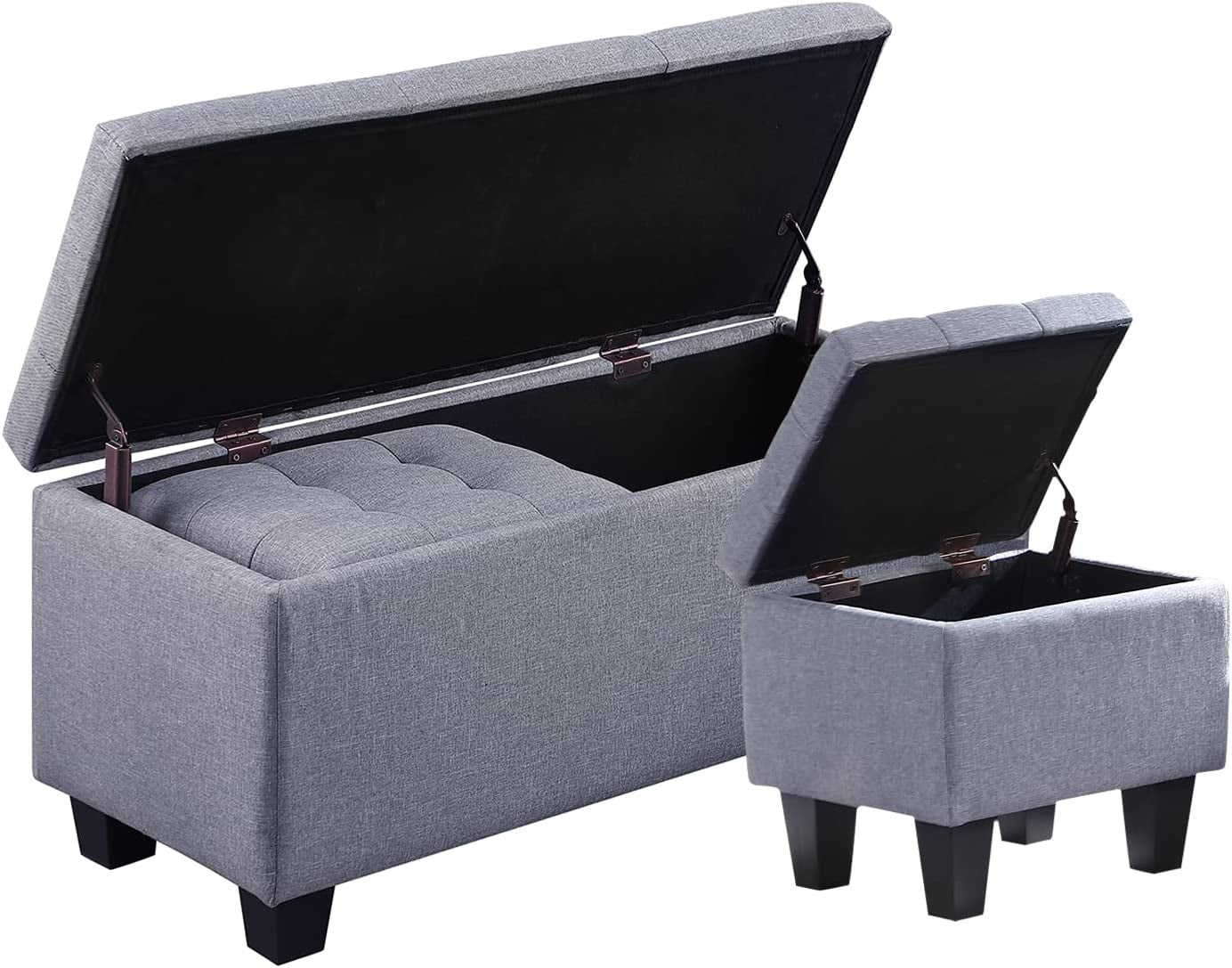 Storage Ottoman Bench with 2.56-inch thick Seat 31.5 inch Nesting ...