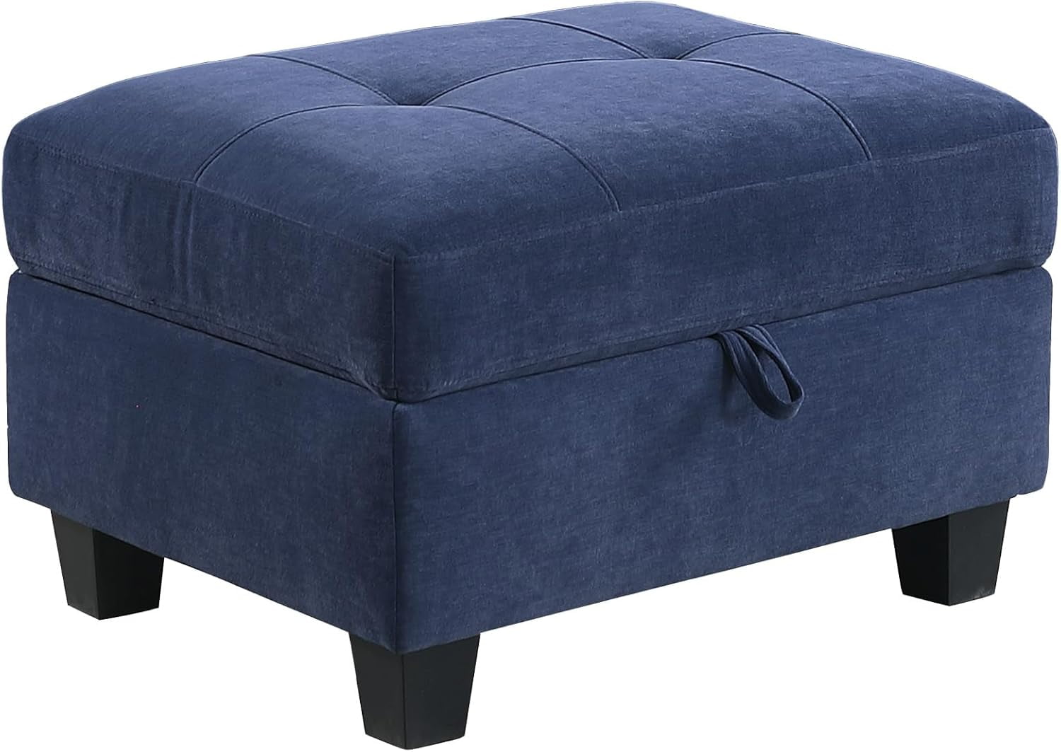 Storage Ottoman Couch Large Navy Blue Velvet Upholstered Square Ottoman ...