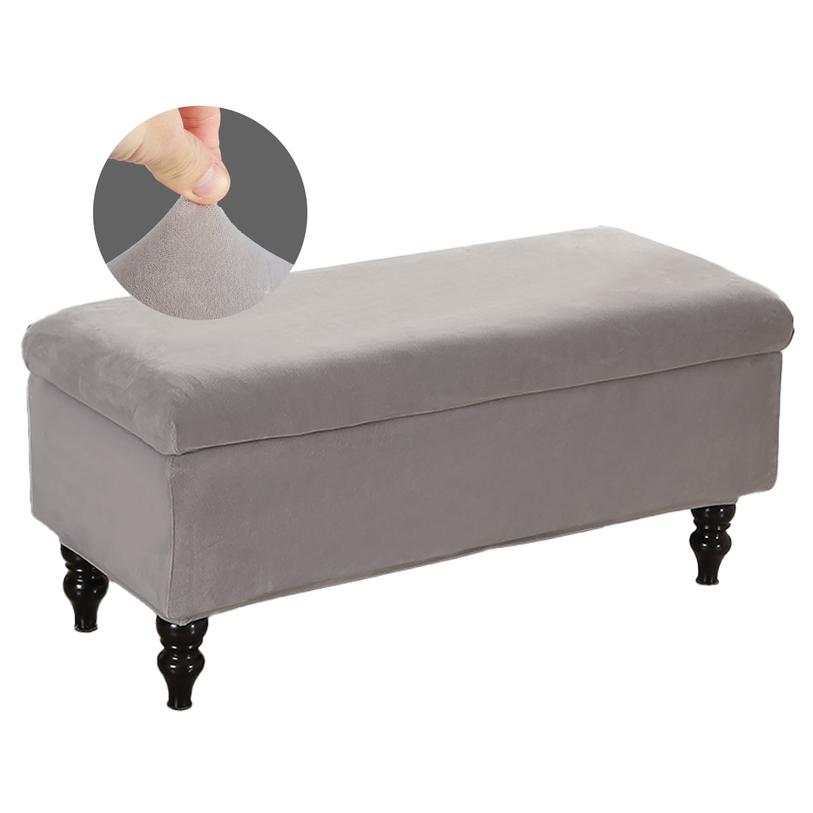 Storage Ottoman Cover Stretch Ottoman Bench Cover Soft Footstool Cover ...