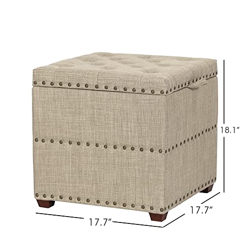 Storage Ottoman Cube Foot Rest Stool Square Coffee Table with Tray Lid ...