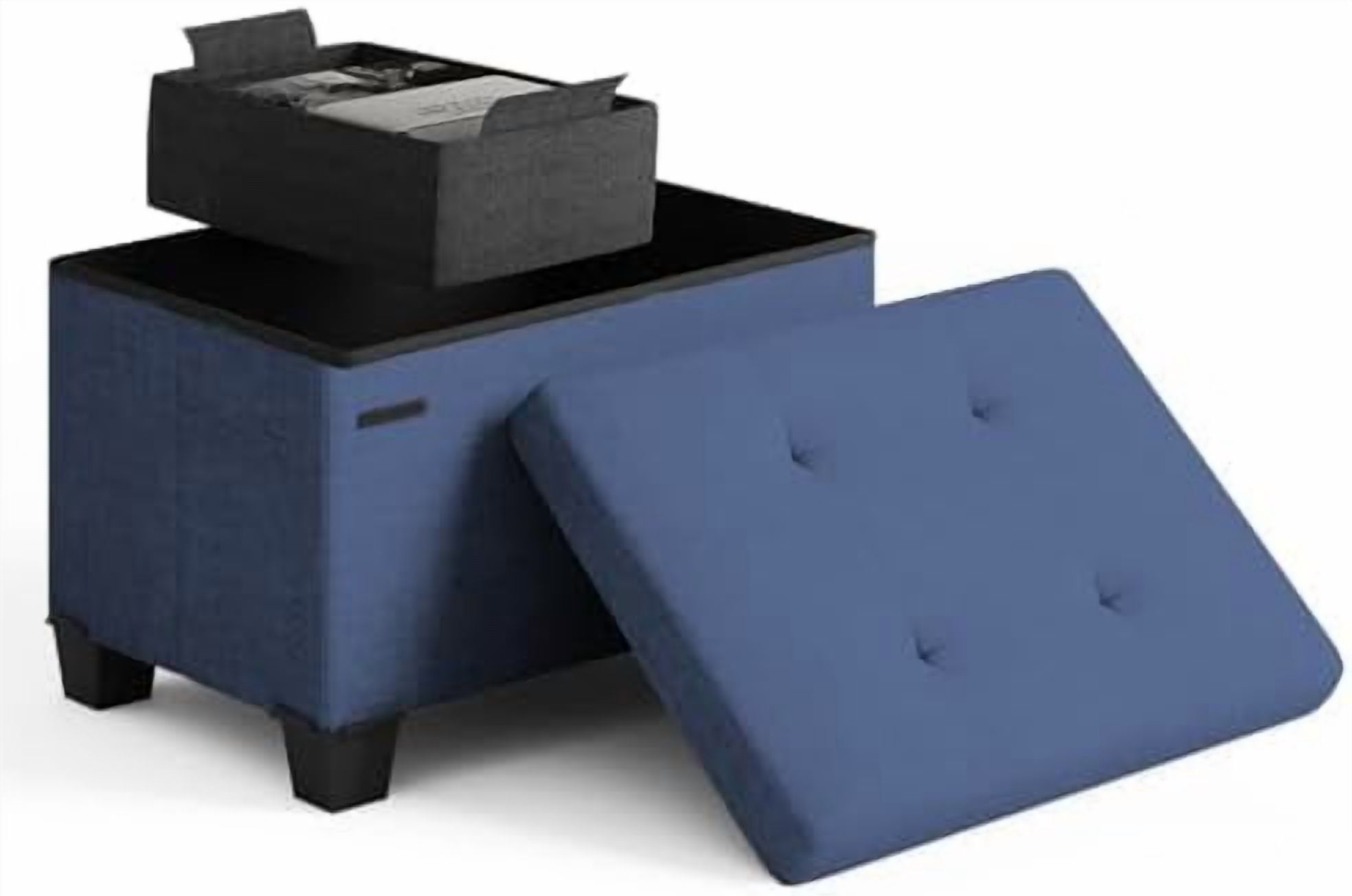 Storage Ottoman Cube with Small Bin, 16-in Square Ottoman with Storage ...