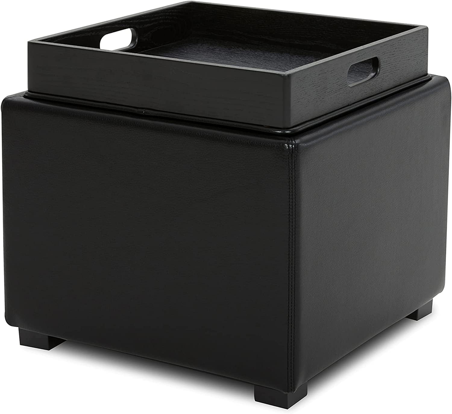 Storage Ottoman Cube with Tray Lid, Small Footstool with Storage ...