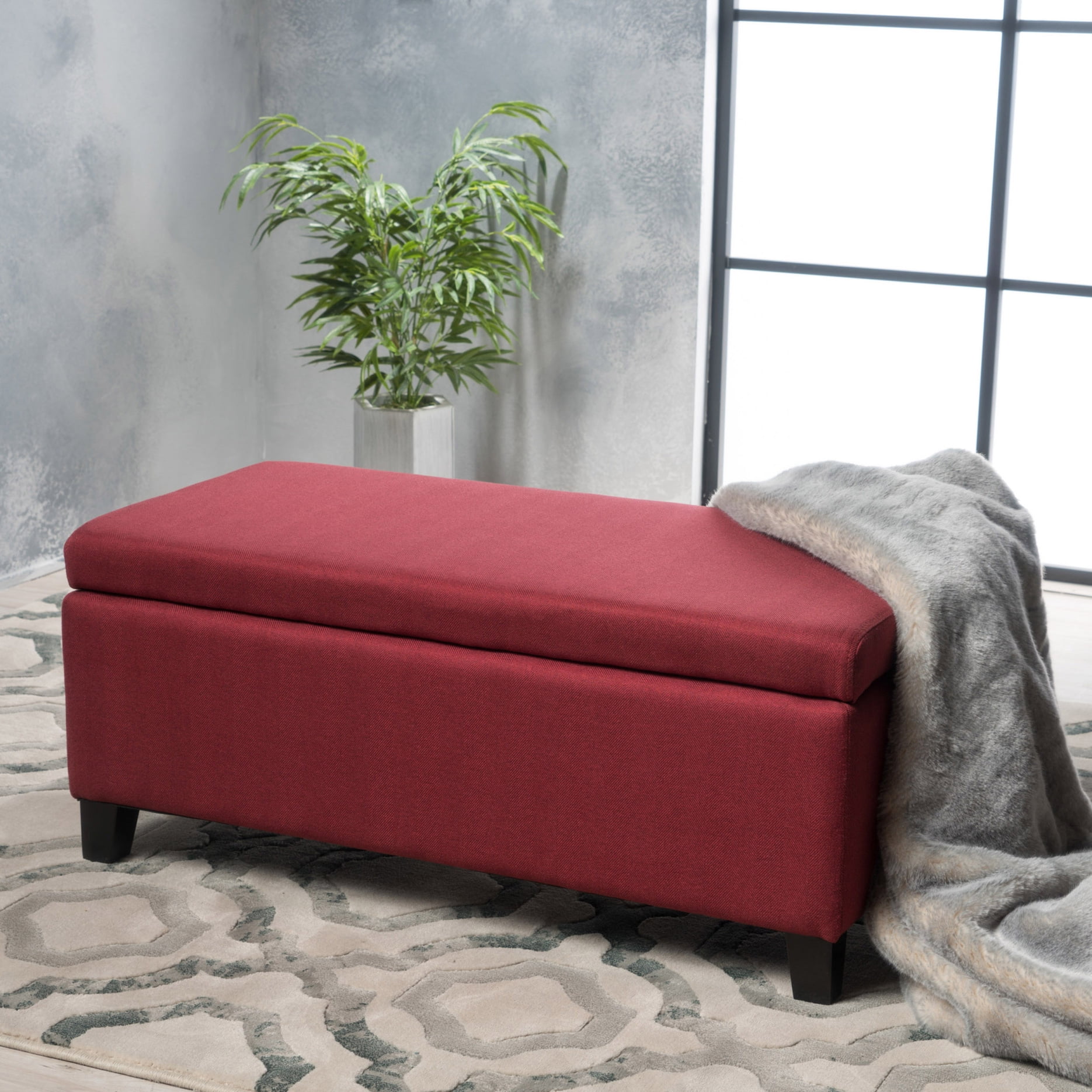 Storage Ottoman, End of Bed Foot Rest Stool, Upholstered Bedroom ...