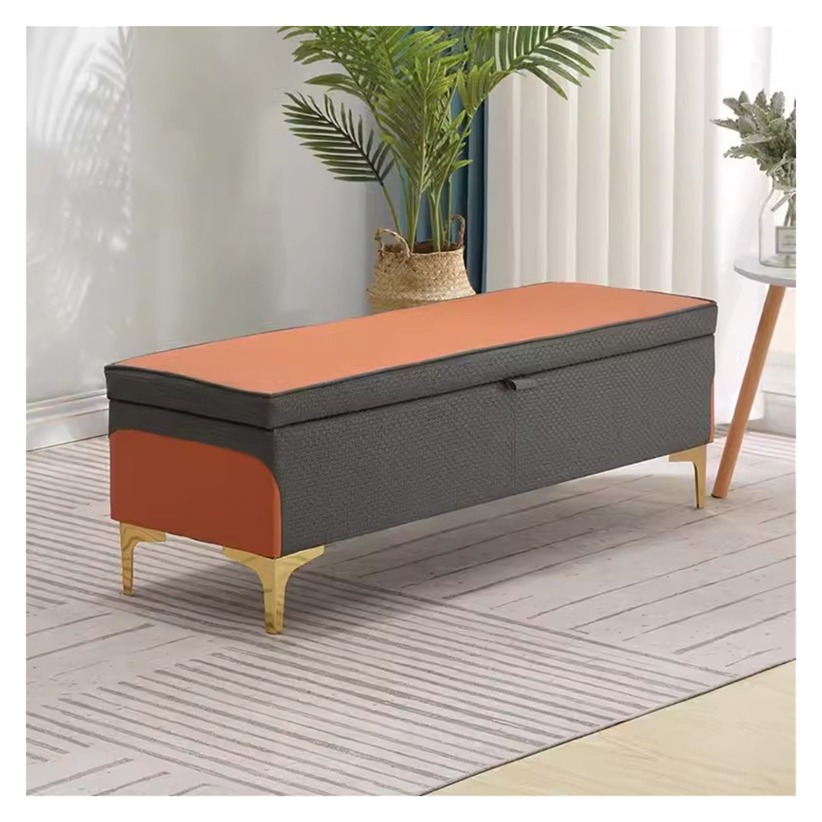 Storage Ottoman Faux Leather Extra Long Storage Bench Storage Chest ...