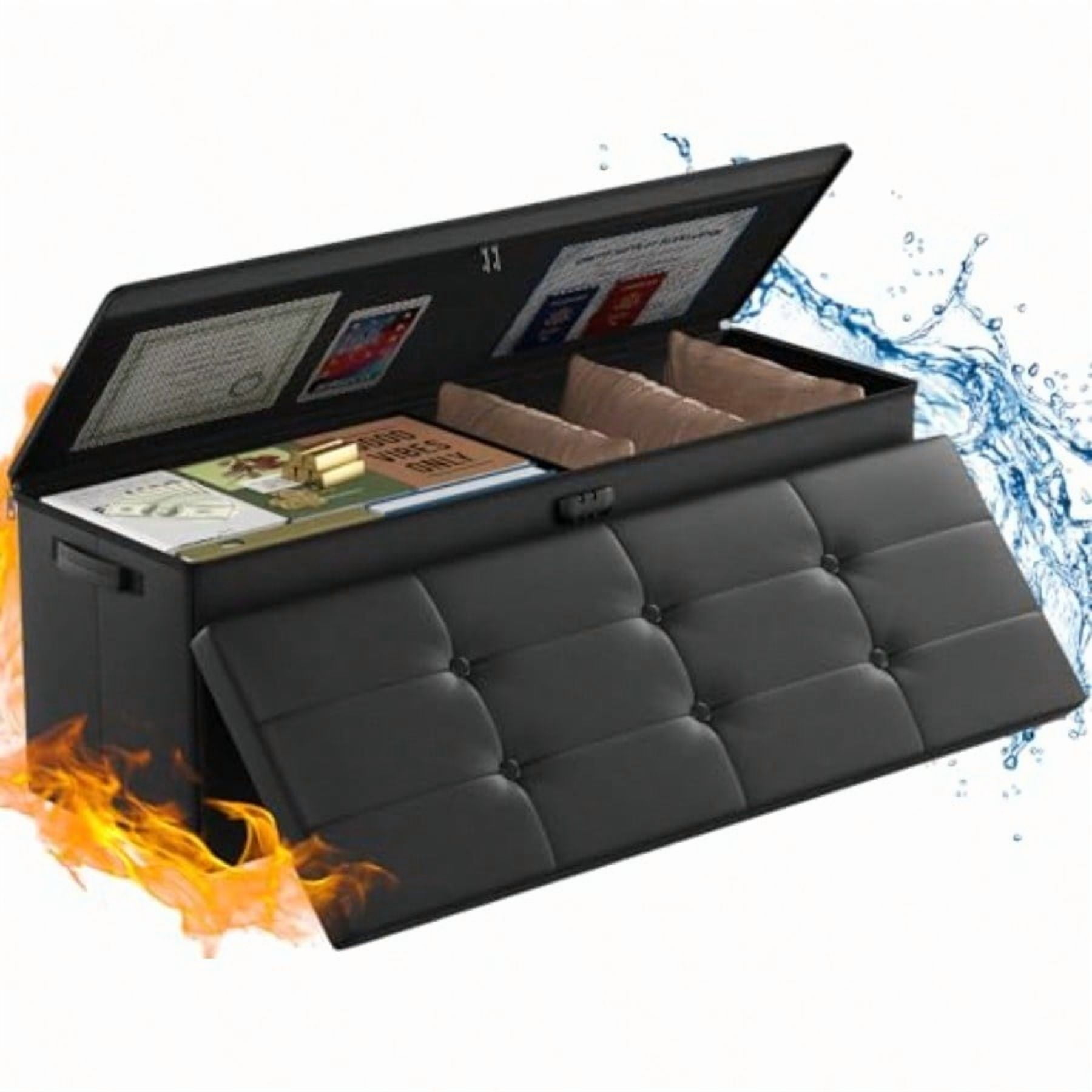 Storage Ottoman Fireproof Folding Bench with Lock 15x 43x15 Water ...