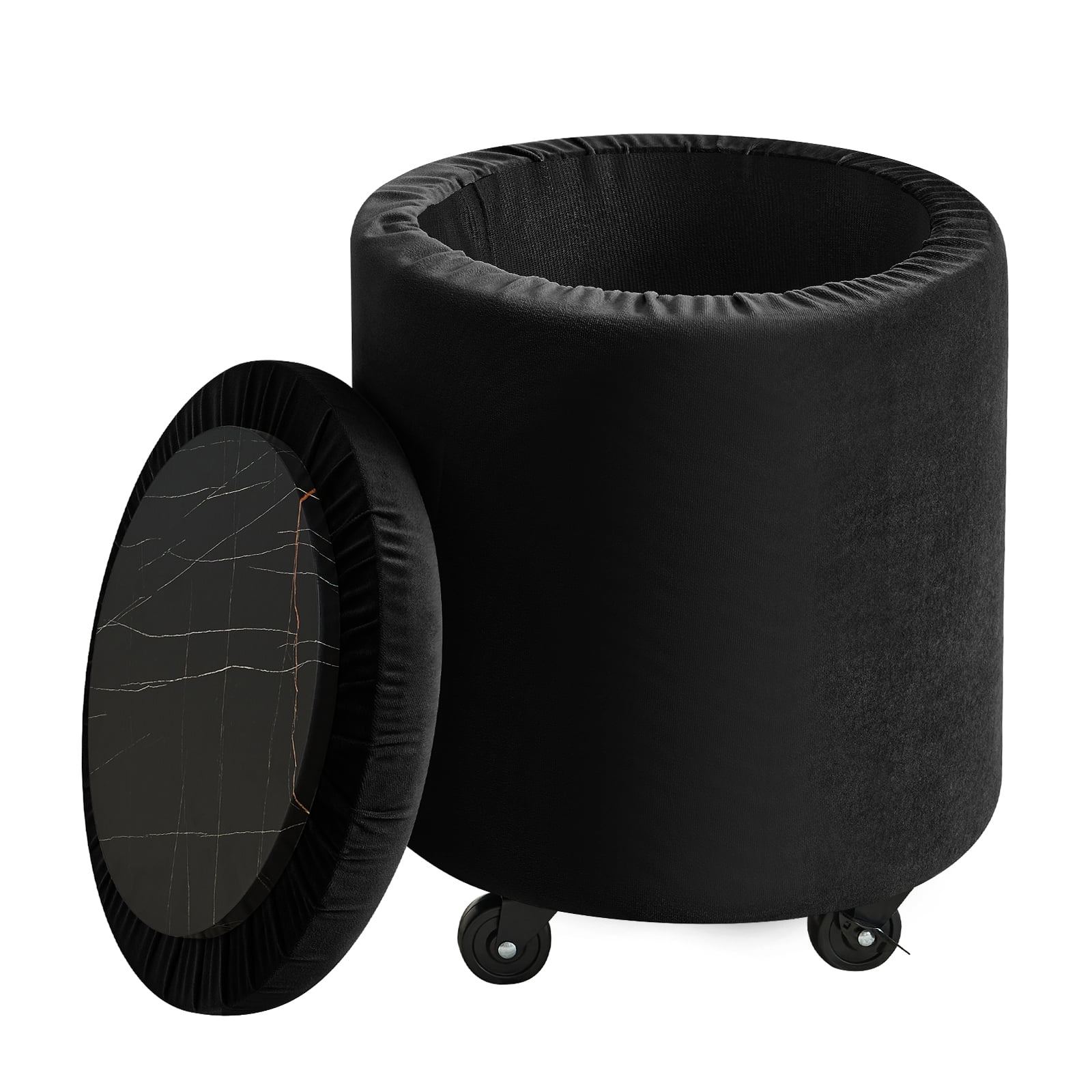 Storage Ottoman Foot Rest Round Footstool Velvet Footrest ...