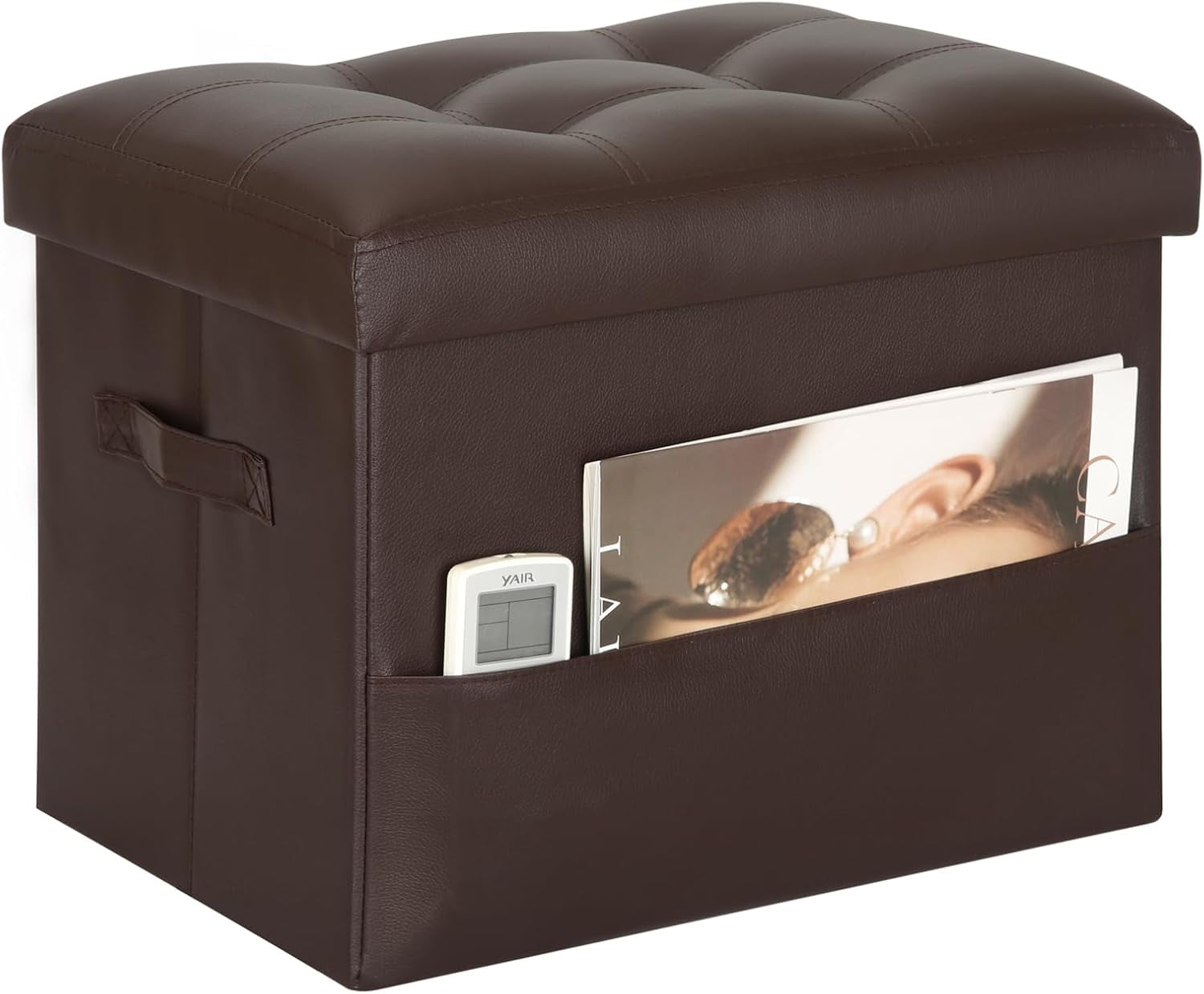 Storage Ottoman Foot Rest Stool, Foldable Leather Footstool Storage ...