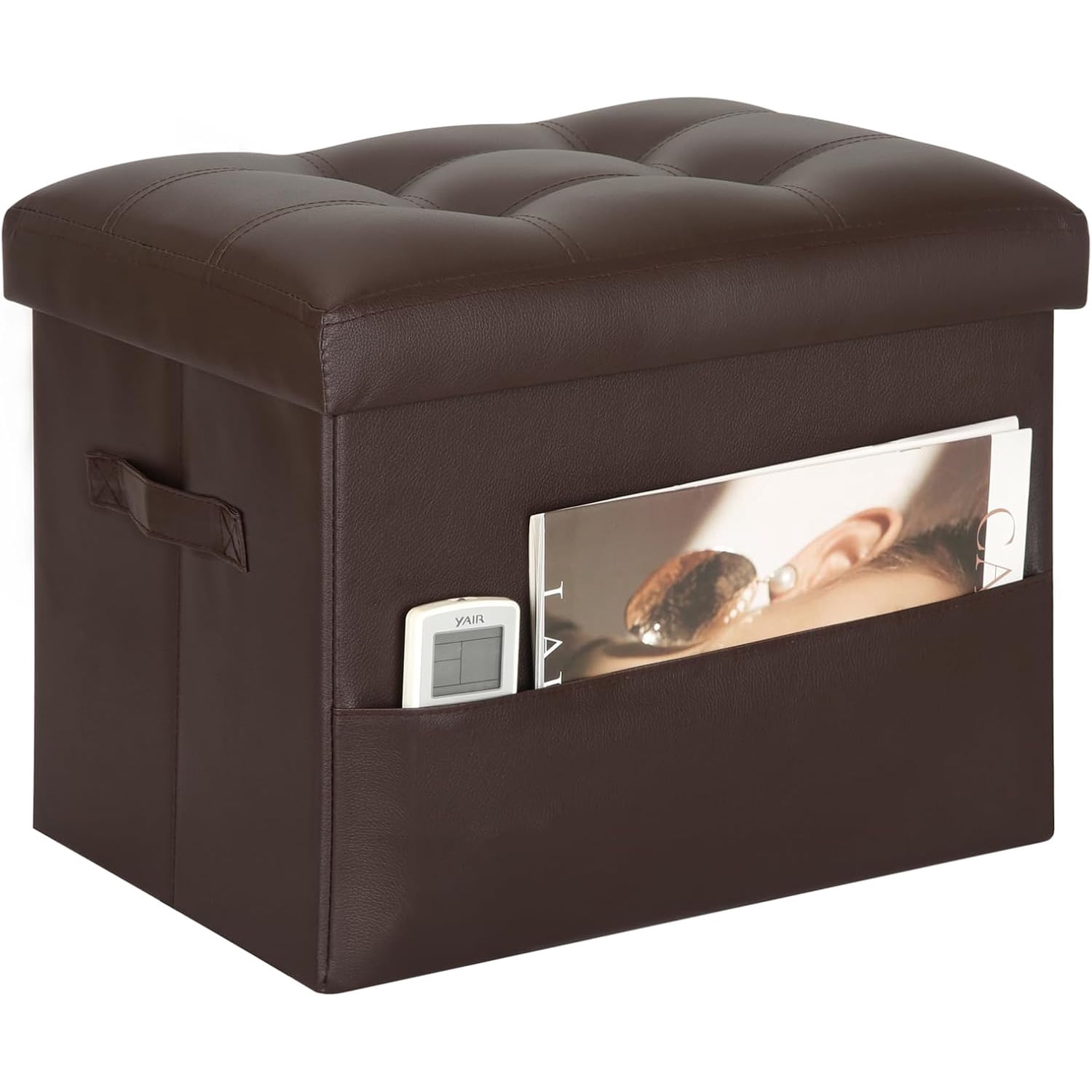 Storage Ottoman Foot Rest Stool, Foldable Leather Footstool Storage ...
