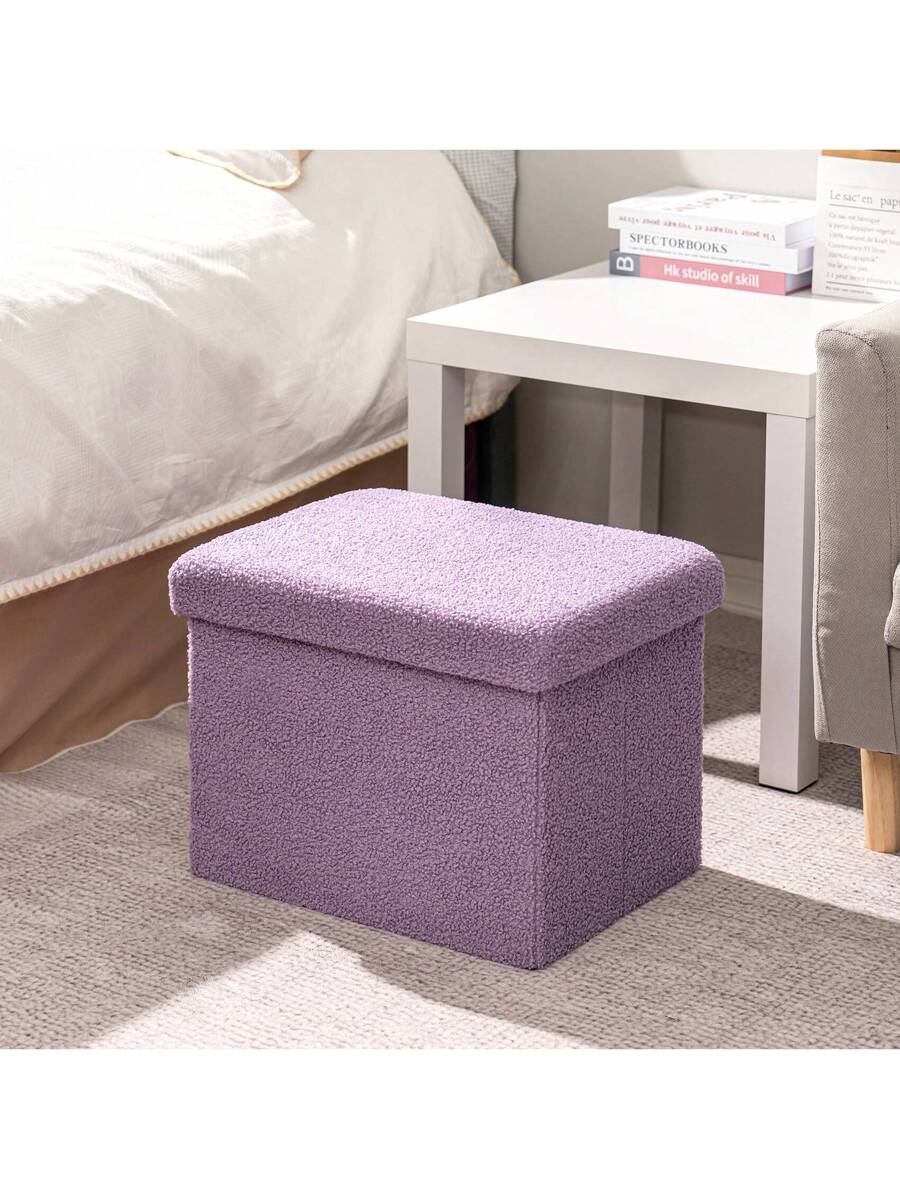 Storage Ottoman Foot Rest Stool, Folding Sherpa Ottoman, Ottoman With ...
