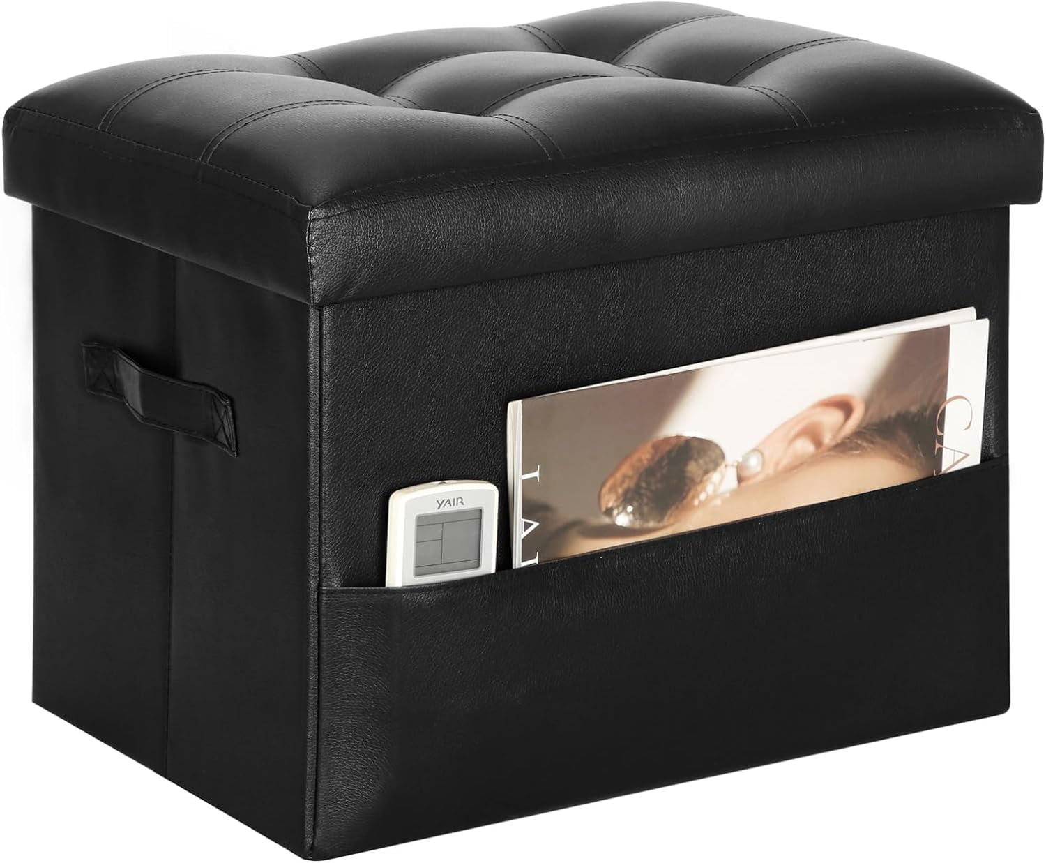 Storage Ottoman Foot Rest Stool with Thicker Foam Padded Seat. Foldable ...