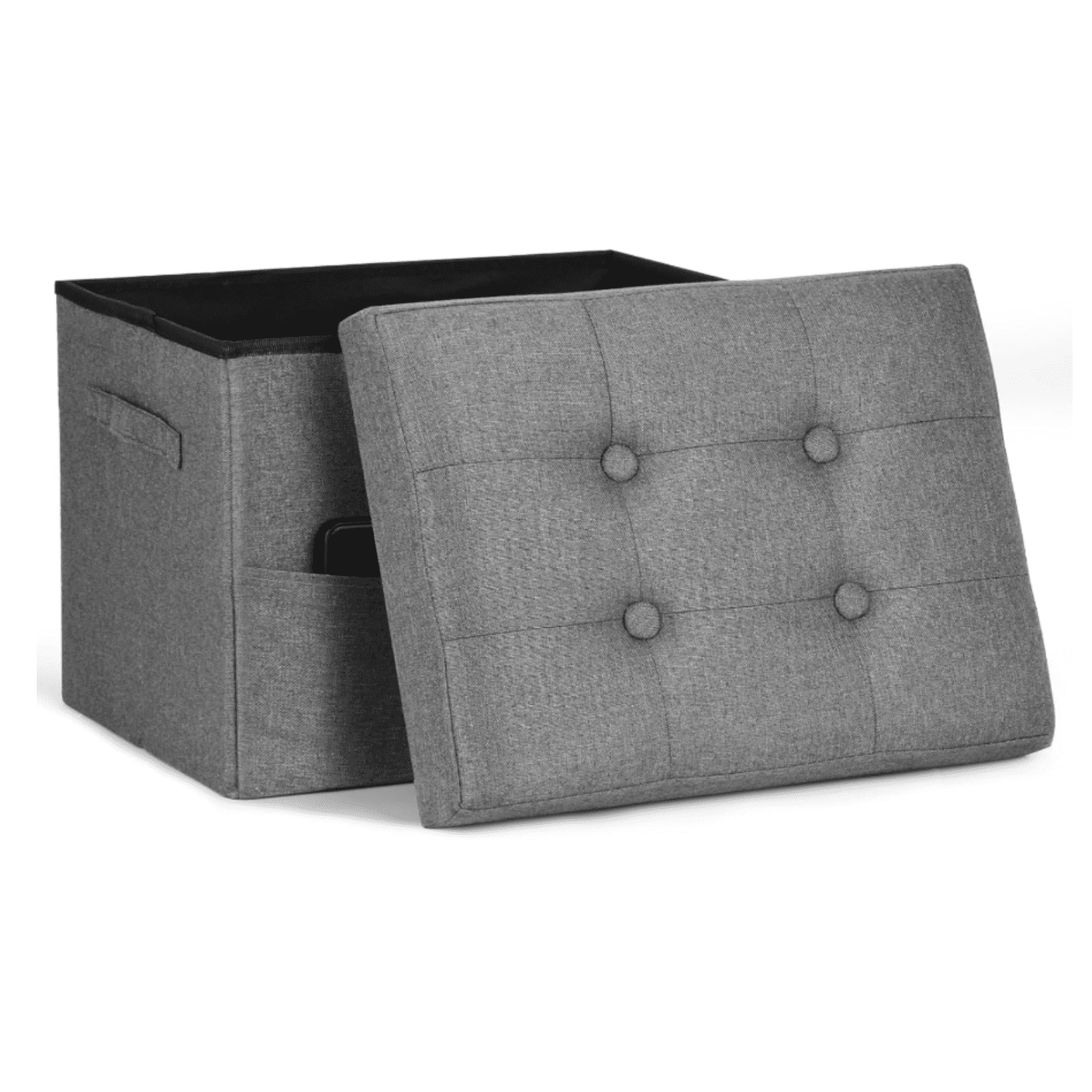 Storage Ottoman. Foot Rest Stool with Thicker Foam Padded Seat. Linen ...