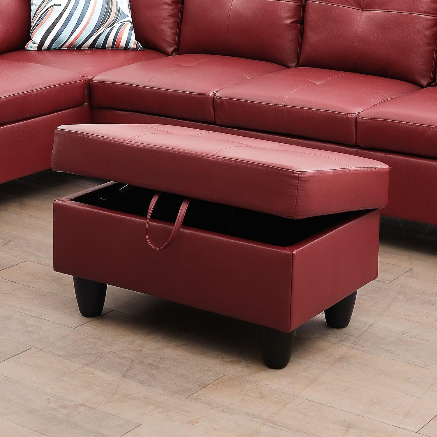 Storage Ottoman Footrest Stool Leather Upholstered Coffee Table Ottoman ...