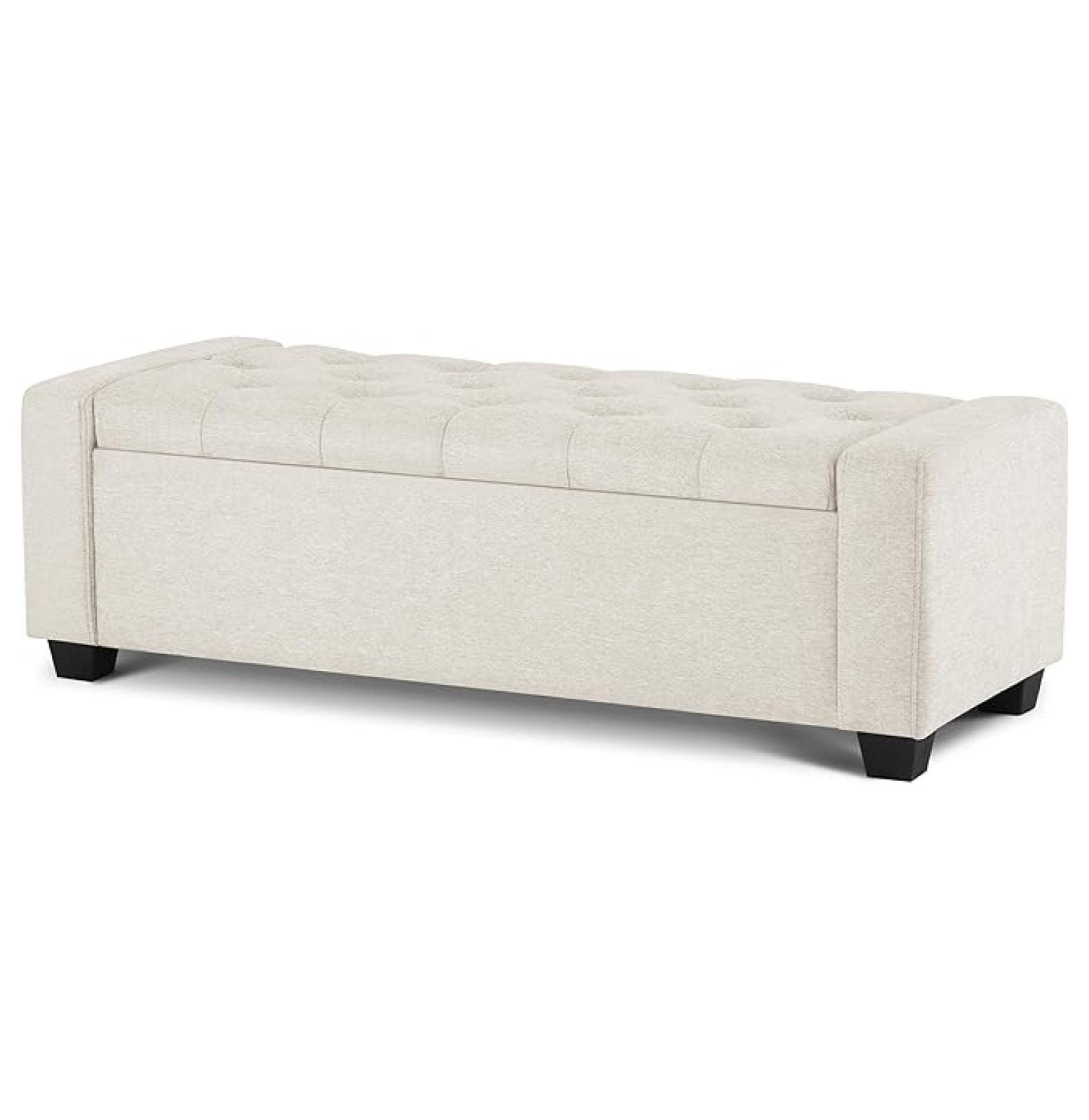 Storage Ottoman, Large Beige Ottoman with Safety Hinge, Tufted Window ...
