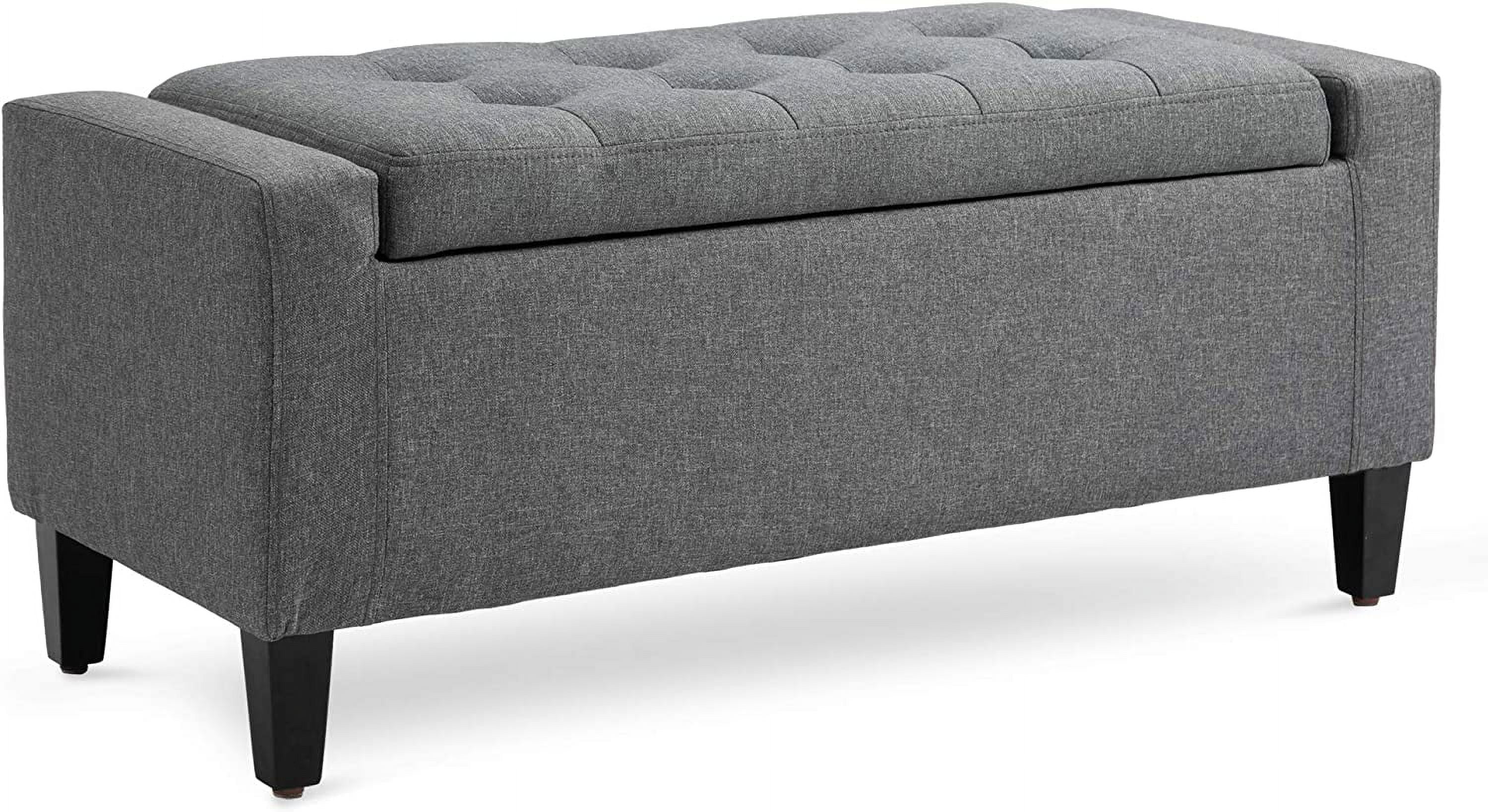 Storage Ottoman, Linen Upholstered Storage Bench with Lift Top and ...