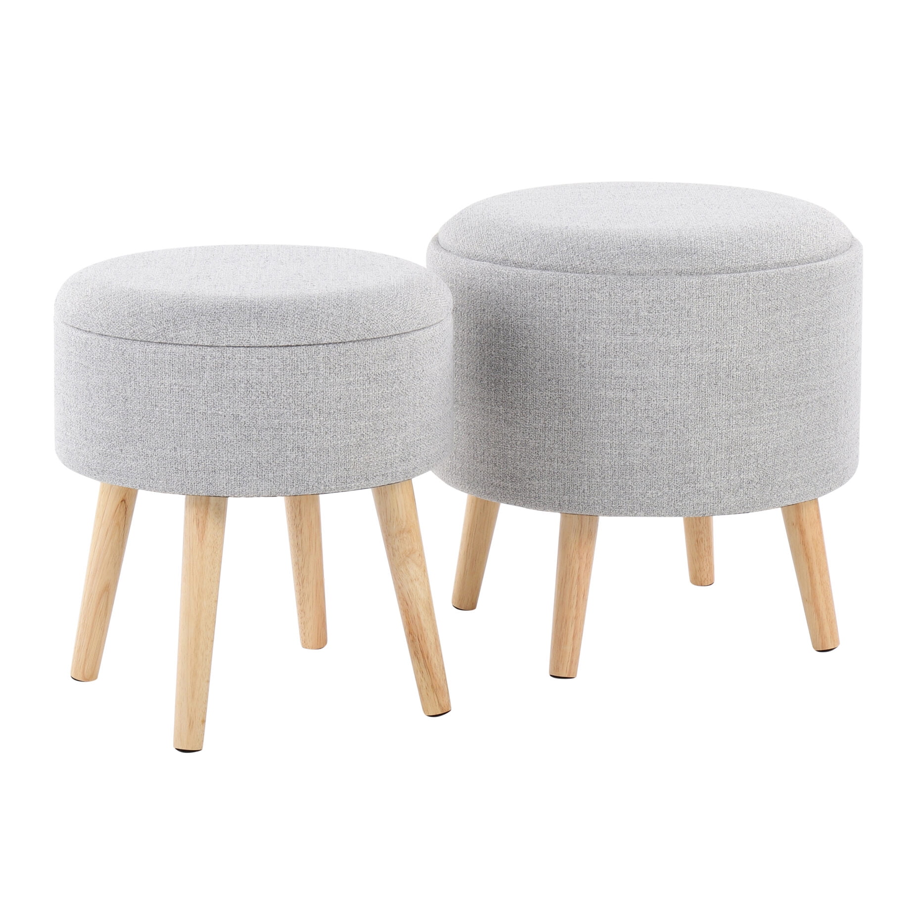 Storage Ottoman with a Matching Stool, Velvet Round Footrest Stool with ...