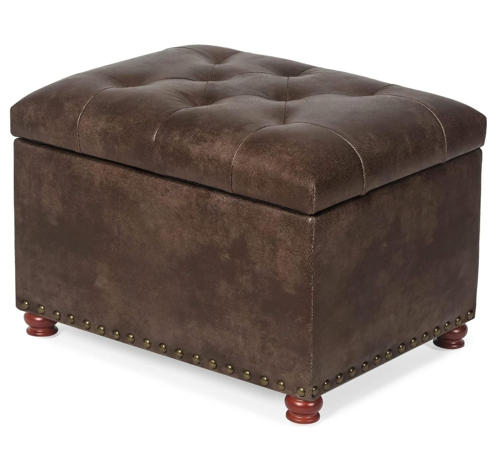 Storage Ottoman Rectangular Tufted Upholstered Ottomans with Rivet ...