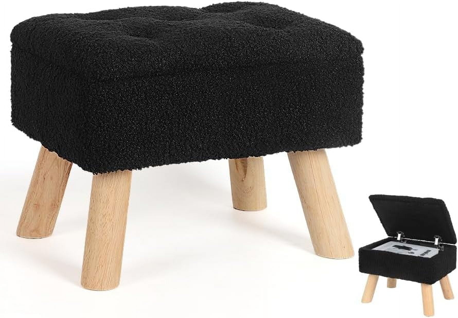 Storage Ottoman, Small Foot Stool Ottoman with Storage, Boucle Teddy ...