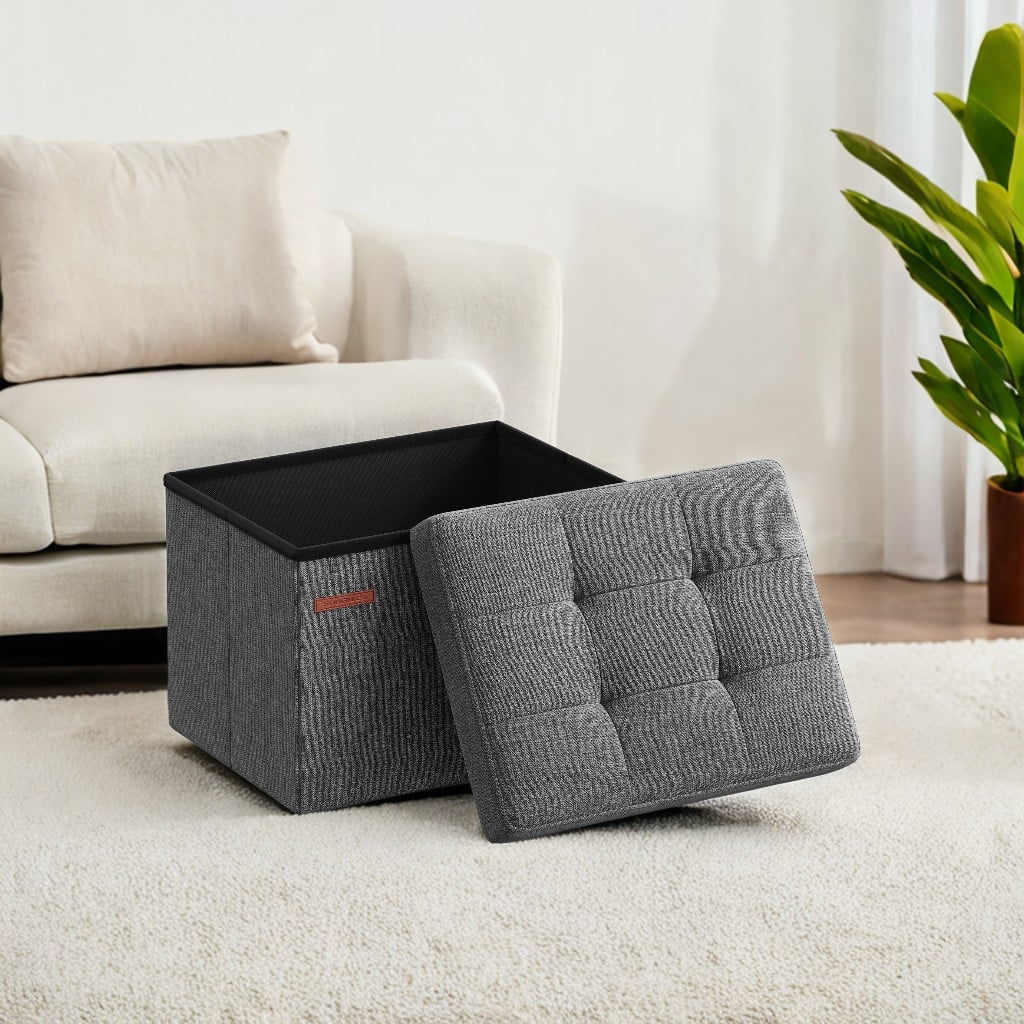 Songmics Storage Ottoman Footrest Cube with 286 lb Capacity Dark Gray ...
