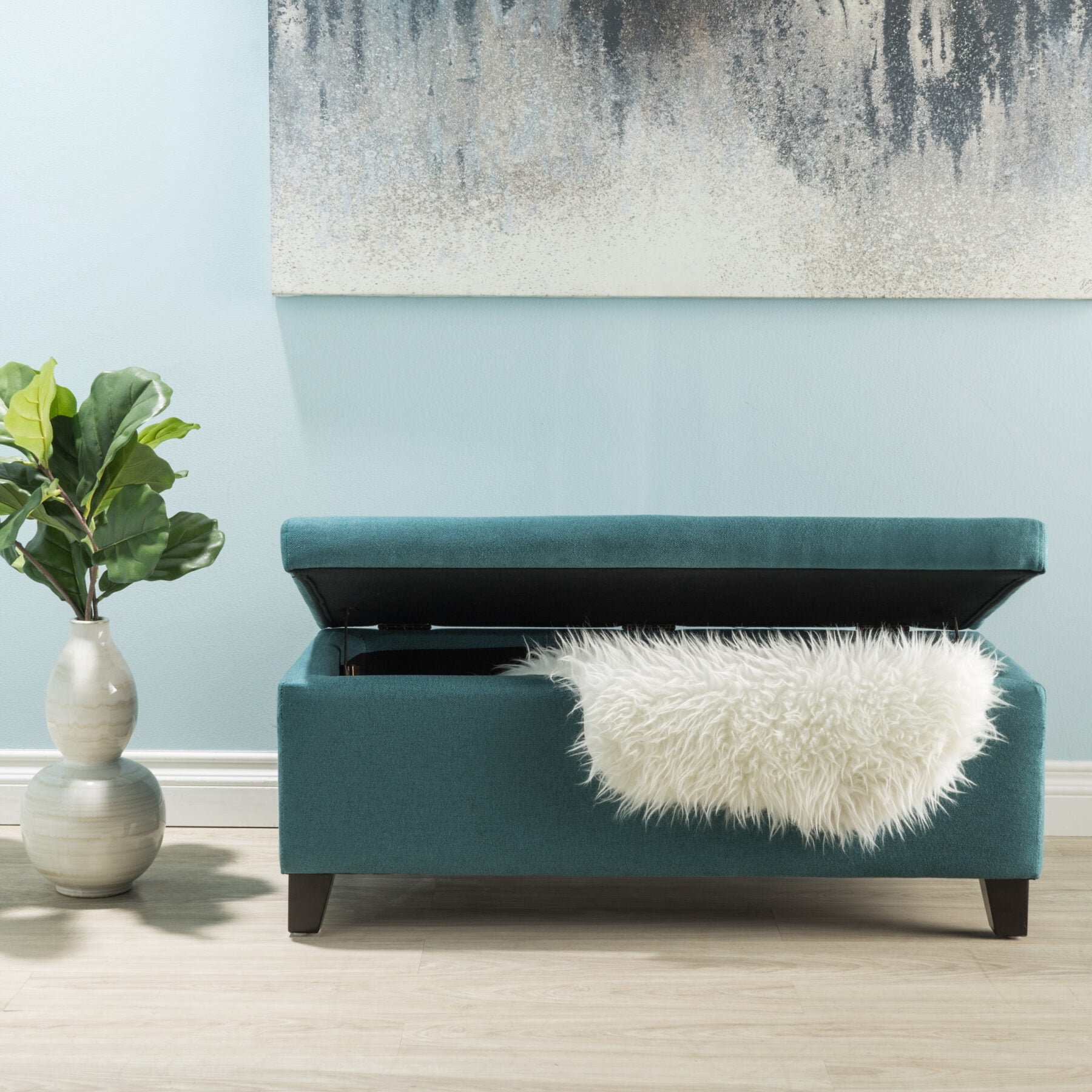 Storage Ottoman, Upholstered Fabric Ottoman with Storage, Storage Bench ...