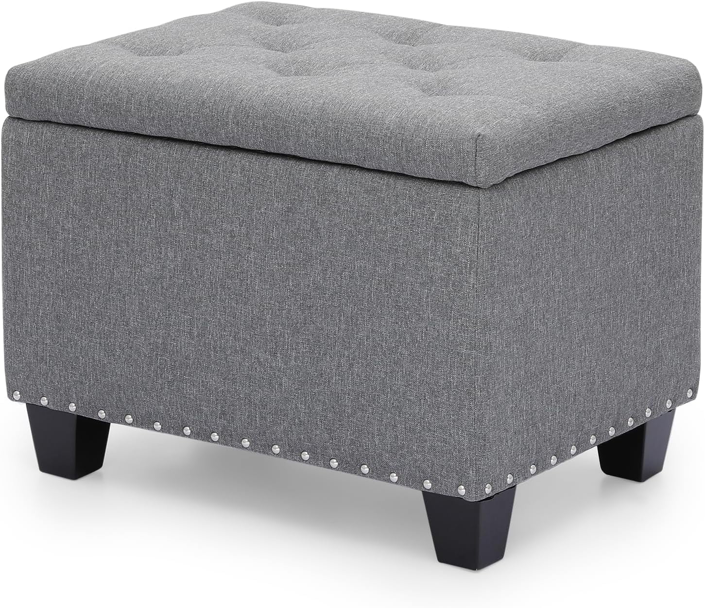 Storage Ottoman, Upholstered Linen Foot Rest Stool for Couch with ...