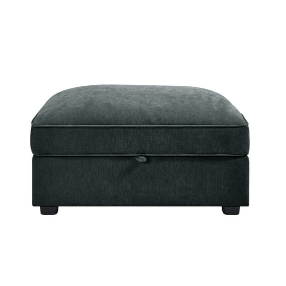 Storage Ottoman with Built-In Drawers & Chenille Fabric - Modern ...