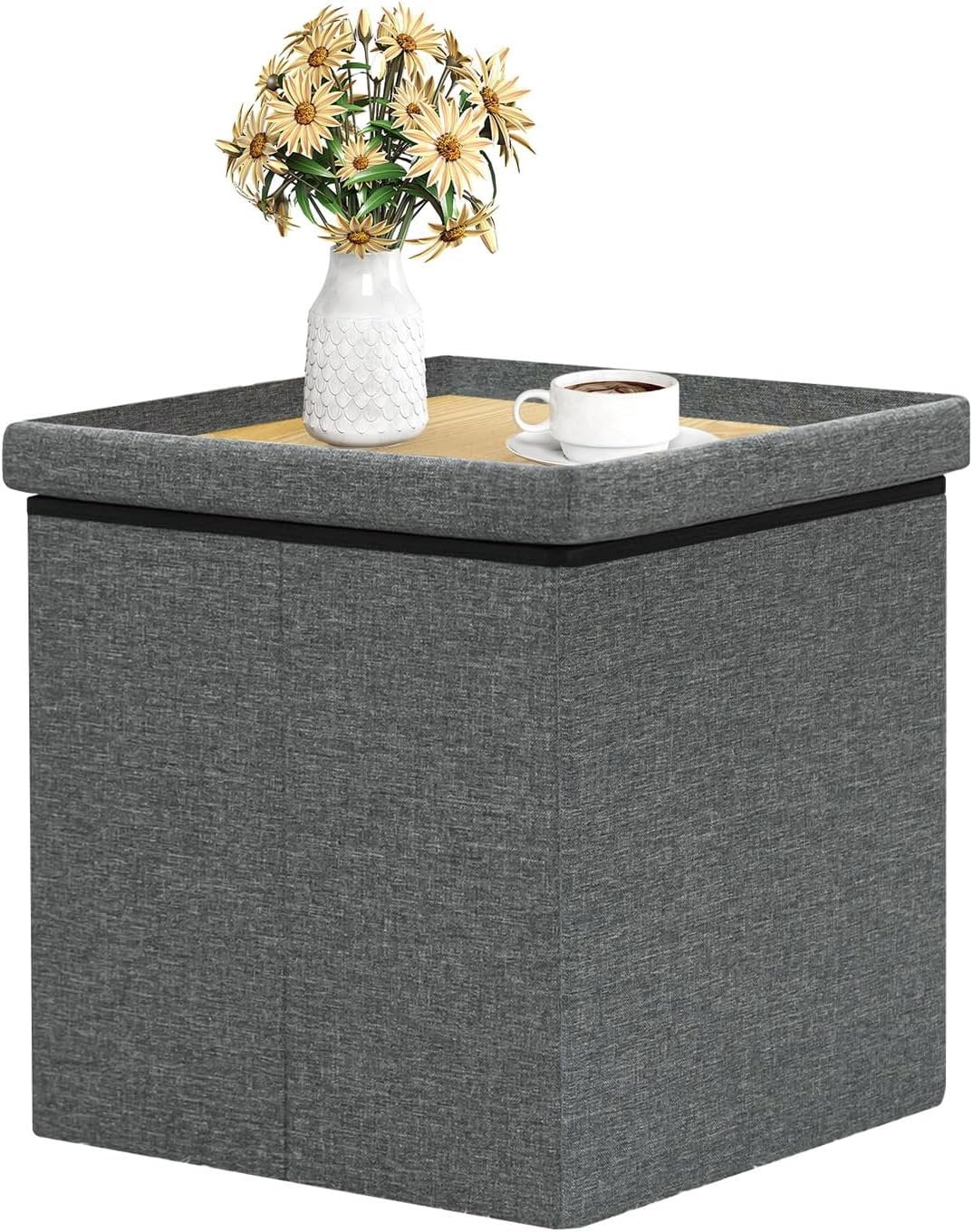 Storage Ottoman with Tray, Small Ottomans Cue Folding Coffee Tale Foot ...