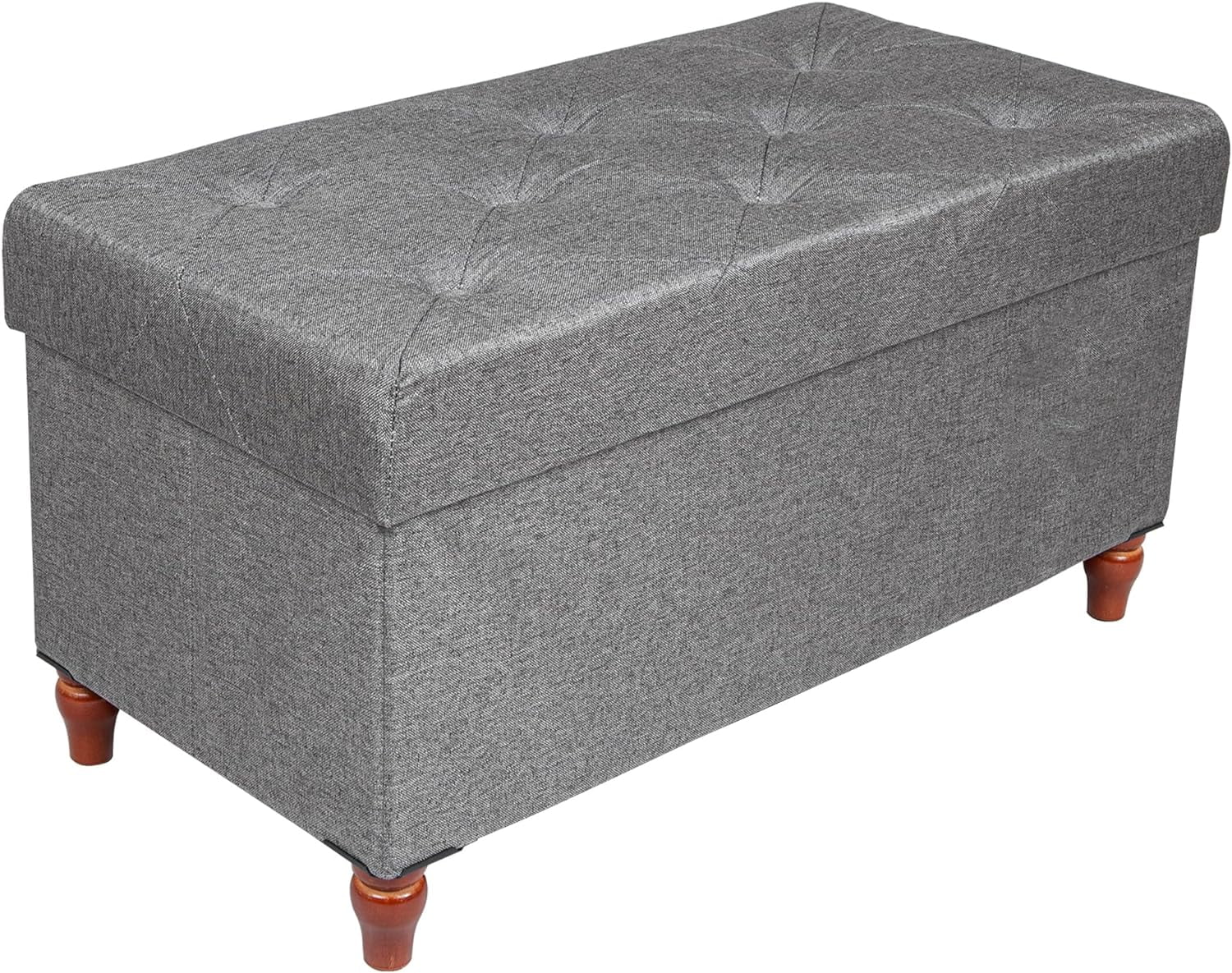 Storage Ottoman with Wooden Legs, Folding Storage Bench for Living Room ...