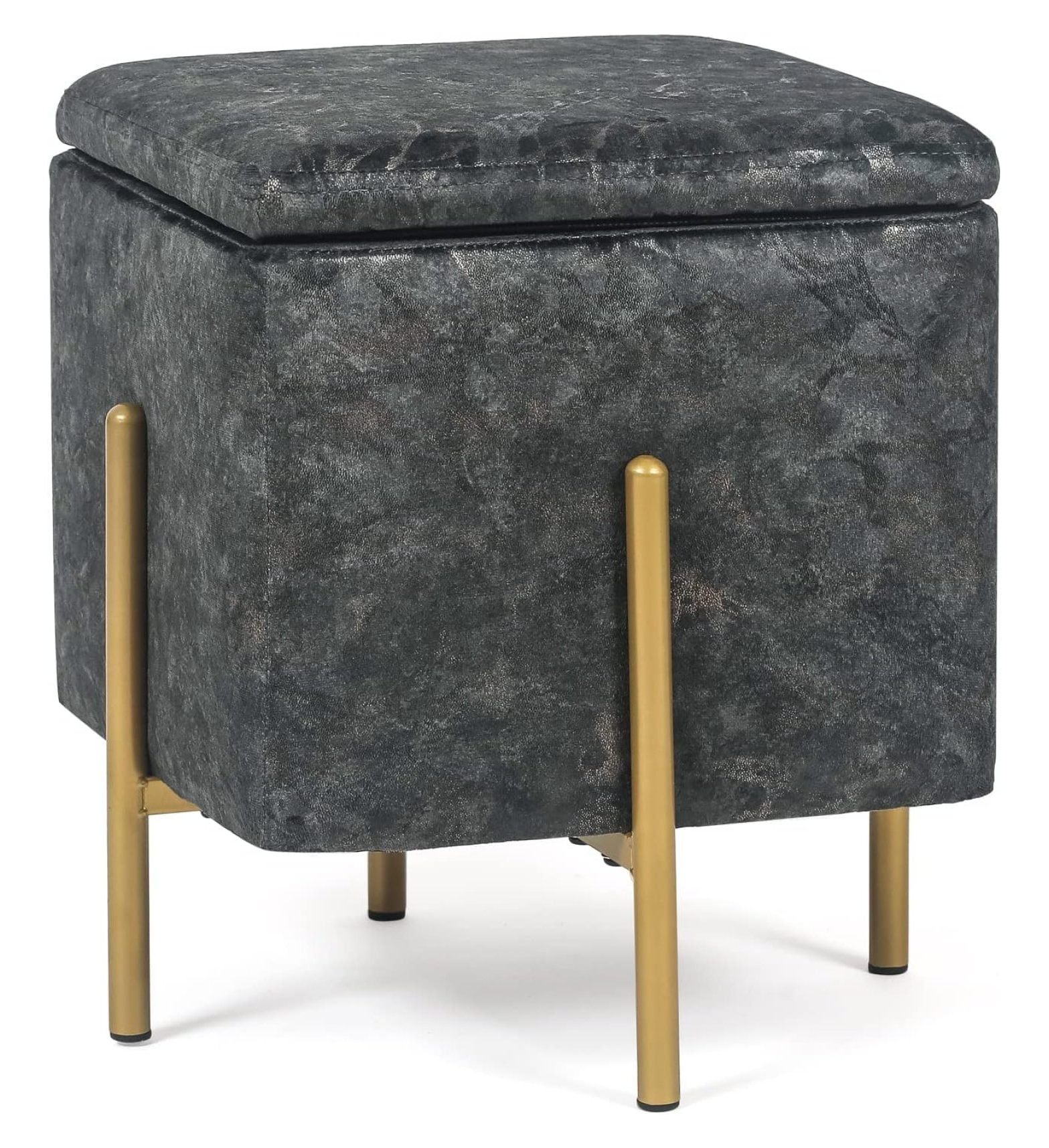 Storage Ottomans, Grey Marble Footrest - Tufted Square Ottoman with ...