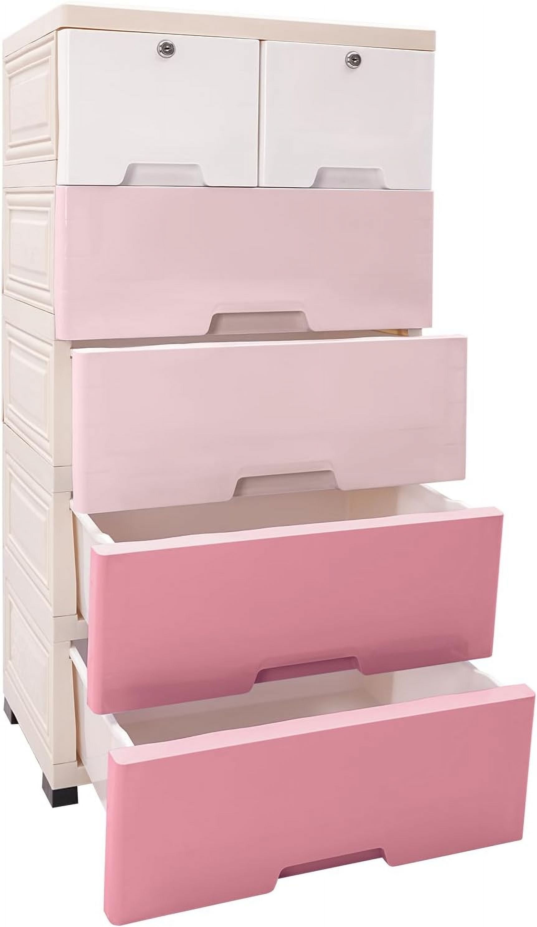 Storage Plastic Drawers Dresser Storage Cabinet with 6 Drawers 5 Tier ...